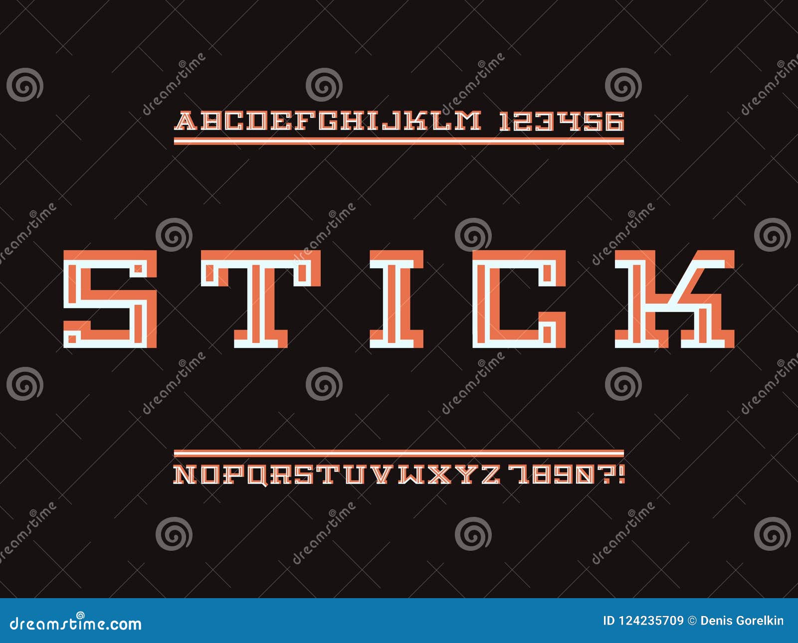 Stick Font. Vector Alphabet Stock Vector - Illustration of square ...