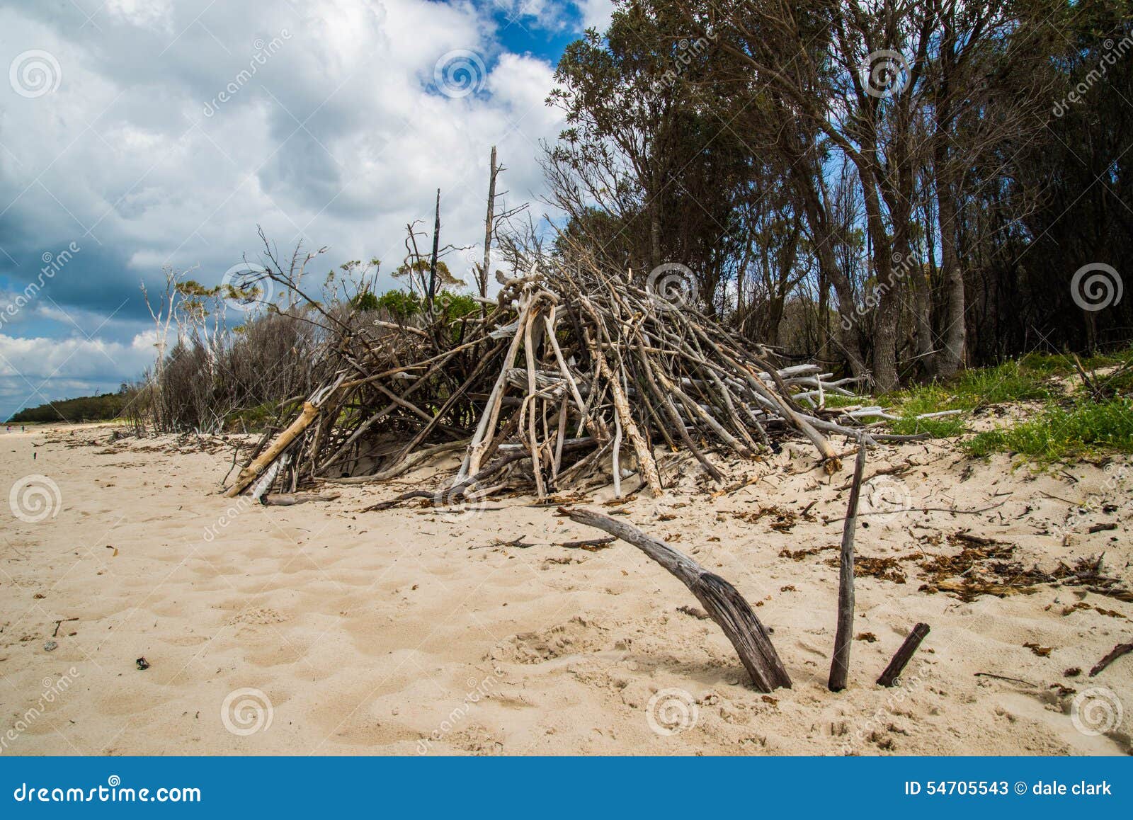 Stick hut stock image. Image of island, snad, beach, branches - 54705543