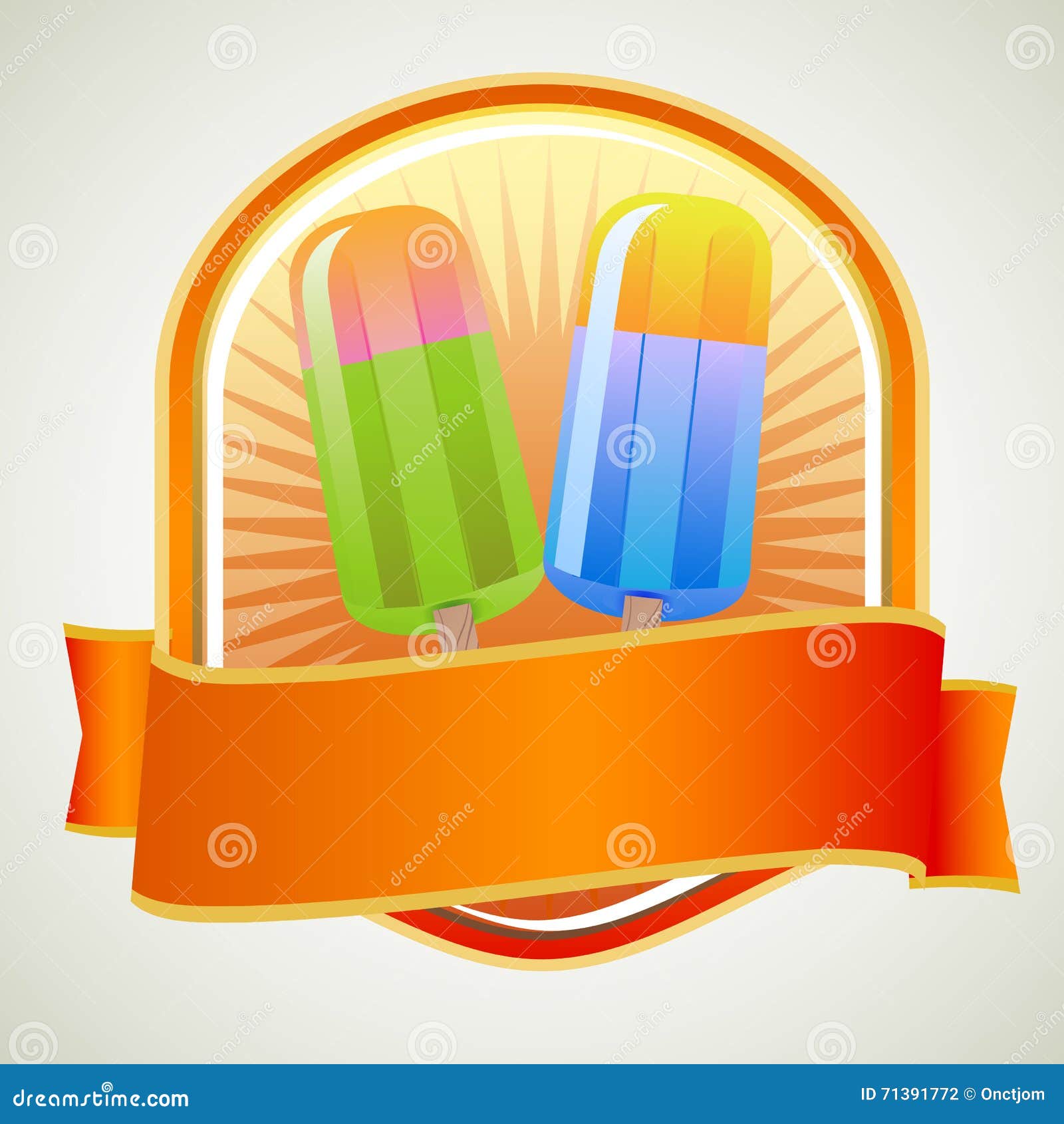 Stick ice cream badge stock vector. Illustration of dessert - 71391772