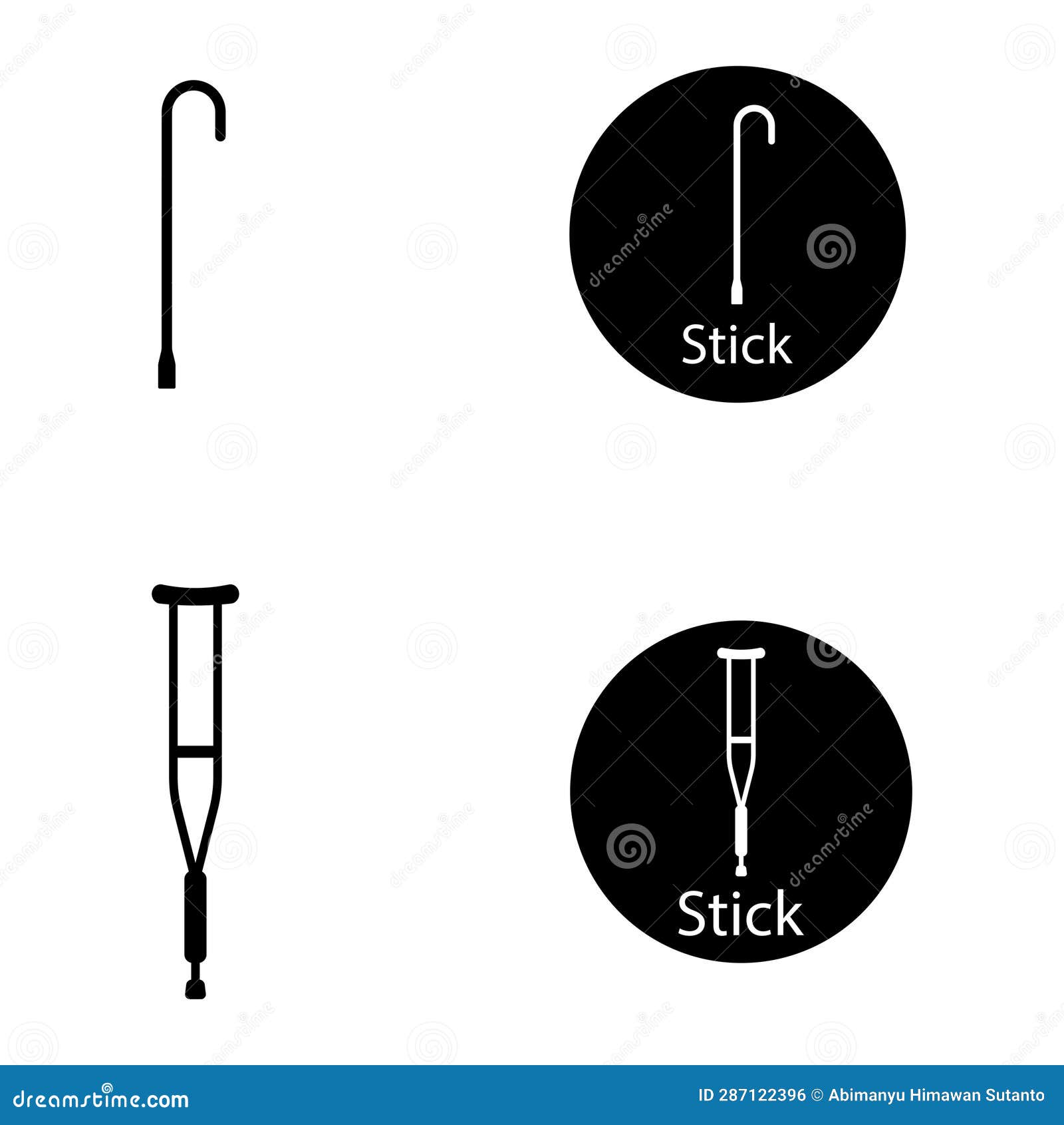 Stick icon vector stock illustration. Illustration of disabled - 287122396