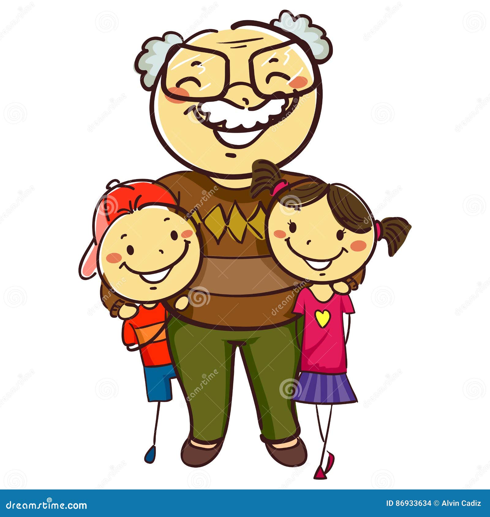 Stick Kids with Grandpa stock vector. Illustration of aging - 86933634