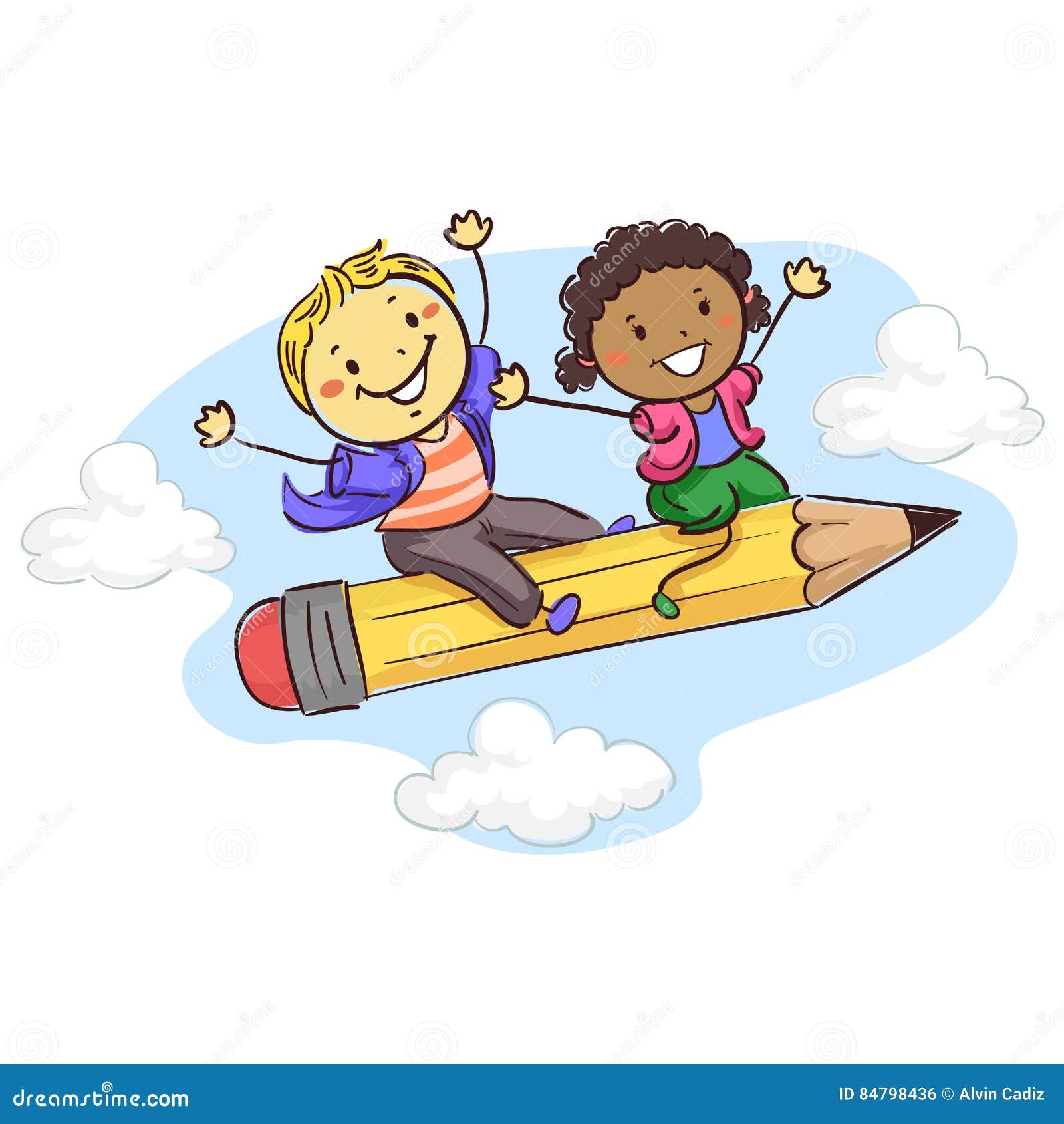 Stick Kids Holding Different Geometric Shapes Vector Illustration ...