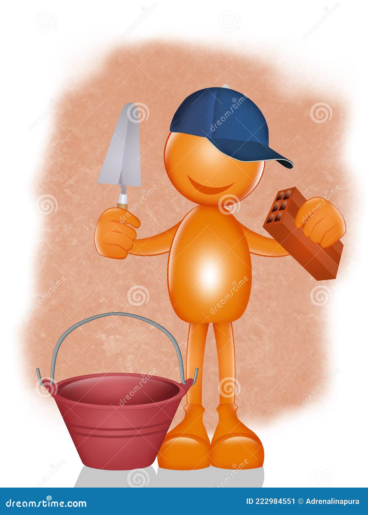 Stick man bricklayer stock illustration. Illustration of profession ...
