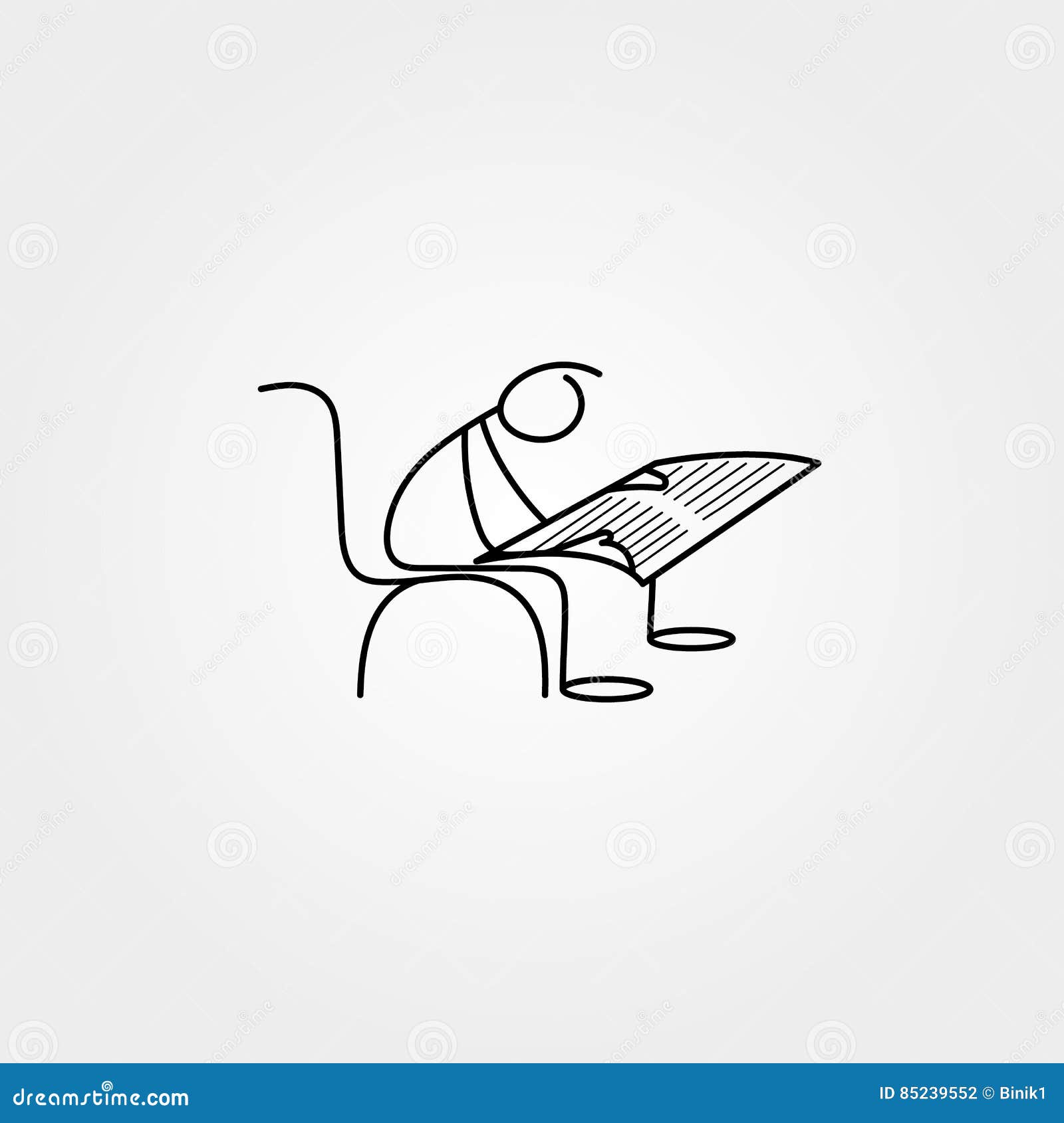 Stick Man or Figure with Newspaper Stock Vector - Illustration of ...