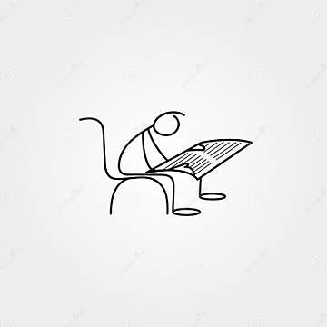 Stick Man or Figure with Newspaper Stock Vector - Illustration of ...