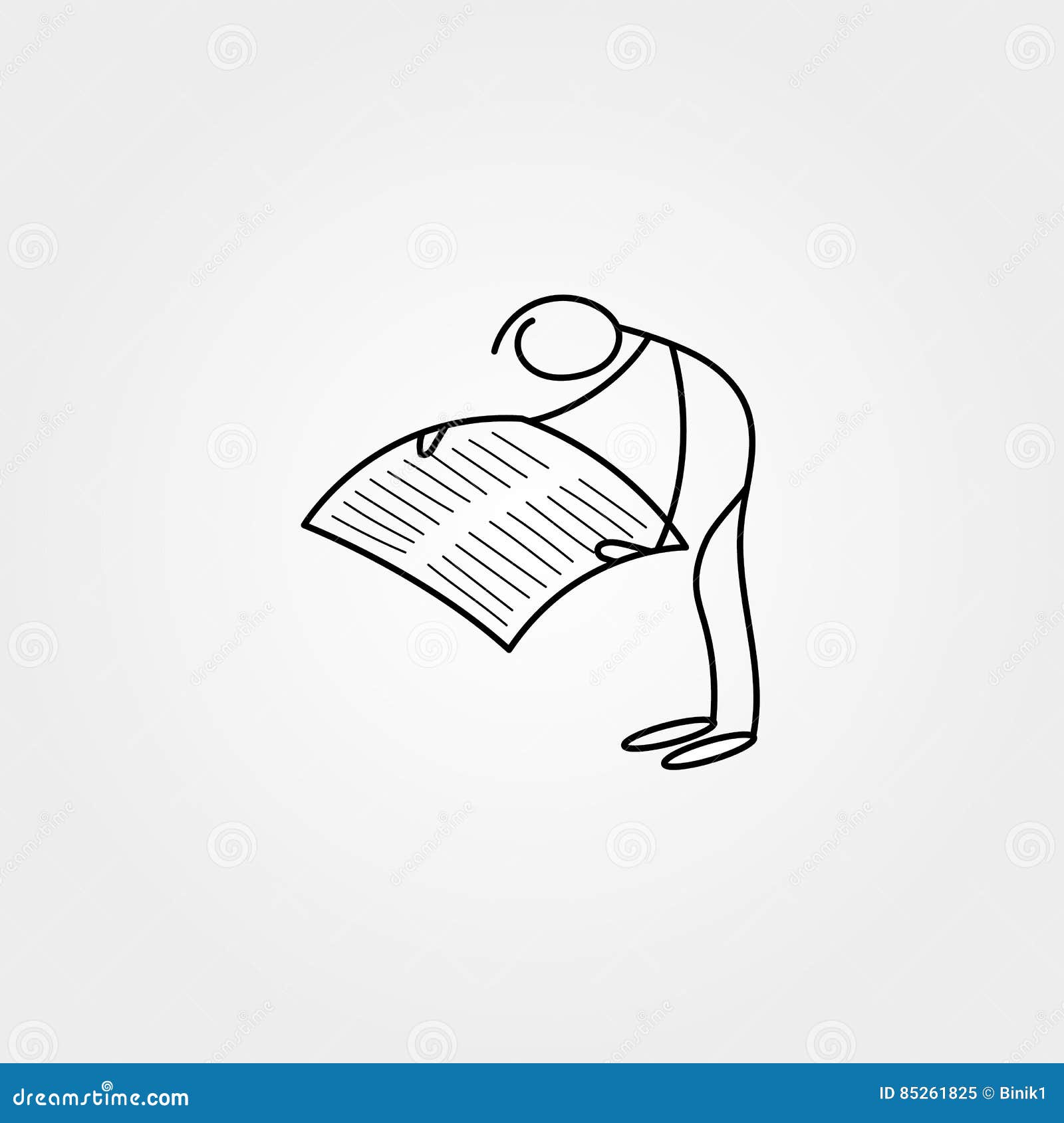 Stick Man or Figure with Newspaper Stock Vector - Illustration of ...