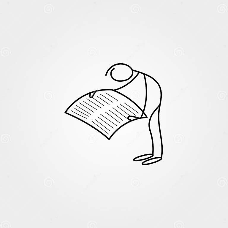 Stick Man or Figure with Newspaper Stock Vector - Illustration of ...