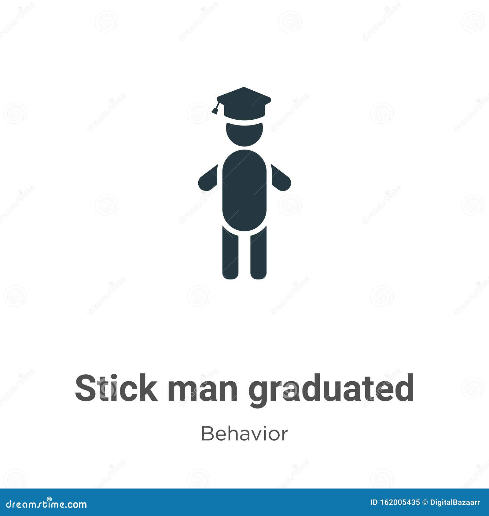 Stick Man Graduated Vector Icon on White Background. Flat Vector Stick ...