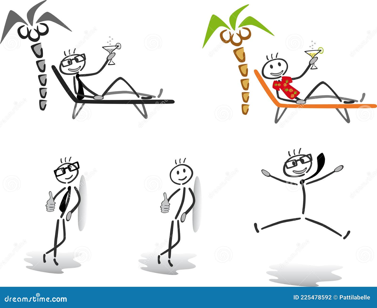 Stick Man that is Happy and Relaxed - Different Poses Stock Vector ...
