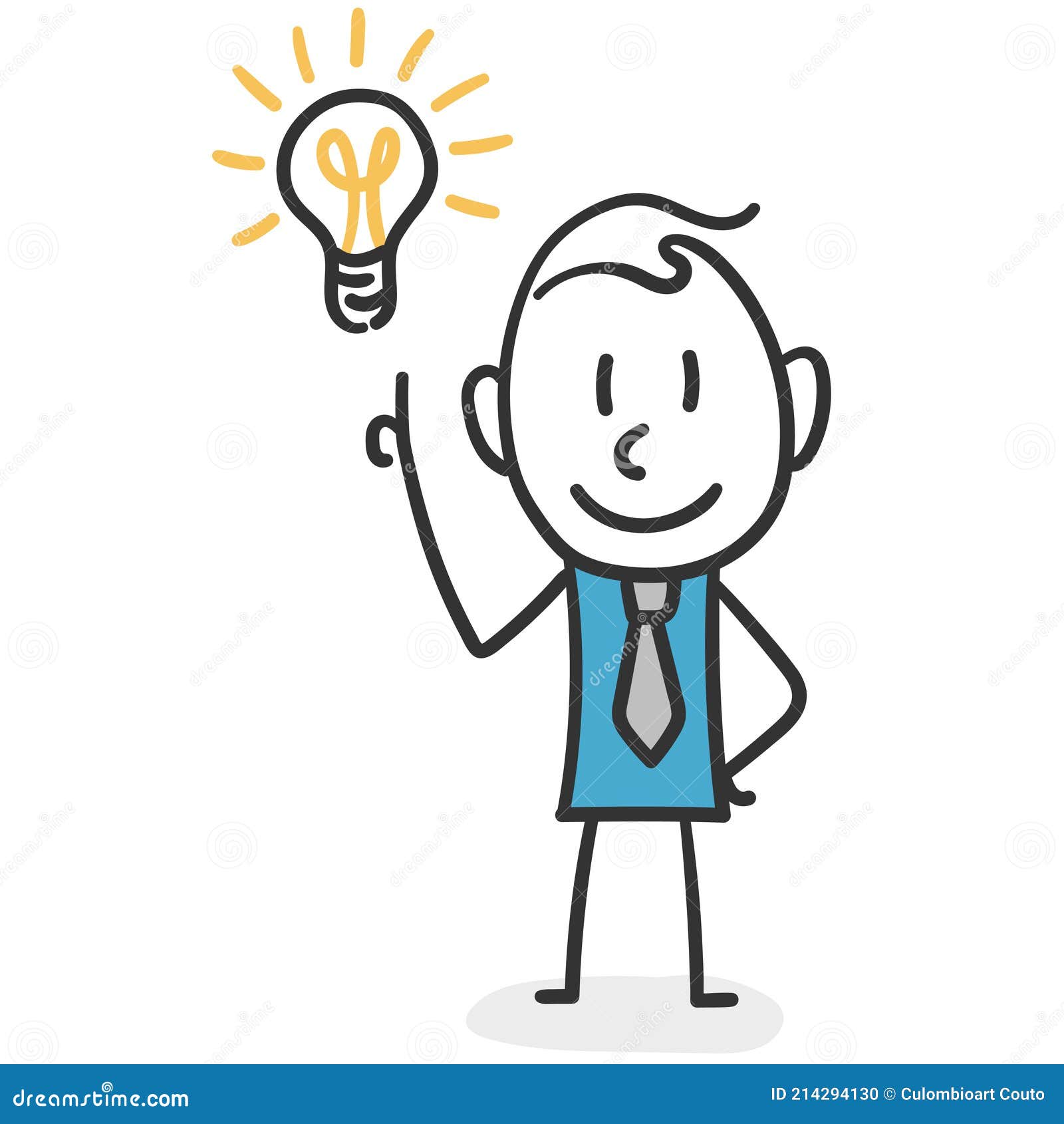 Stick man have an idea stock vector. Illustration of idea - 214294130