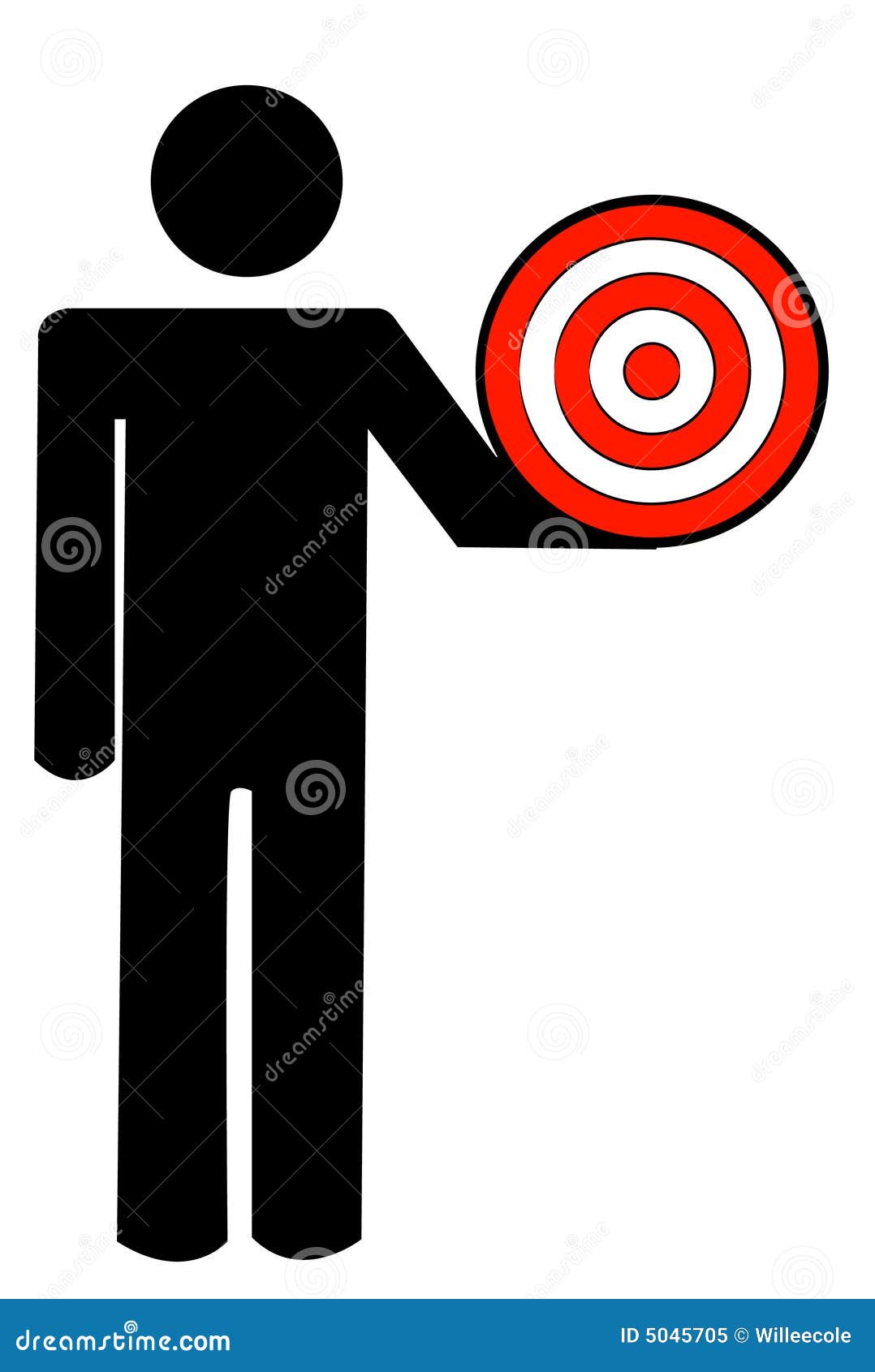 Stick man holding target stock vector. Illustration of circle - 5045705