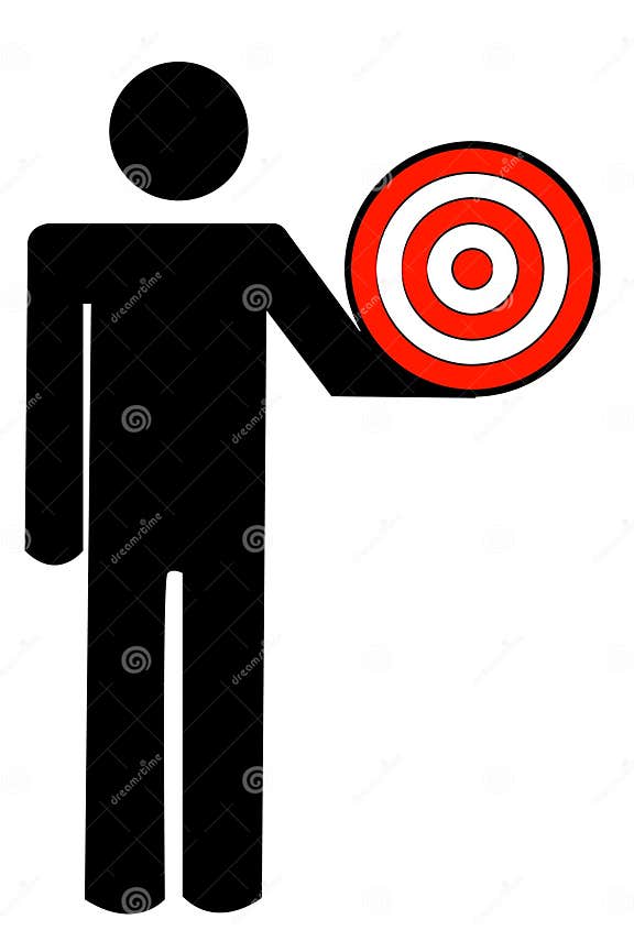 Stick man holding target stock vector. Illustration of circle - 5045705