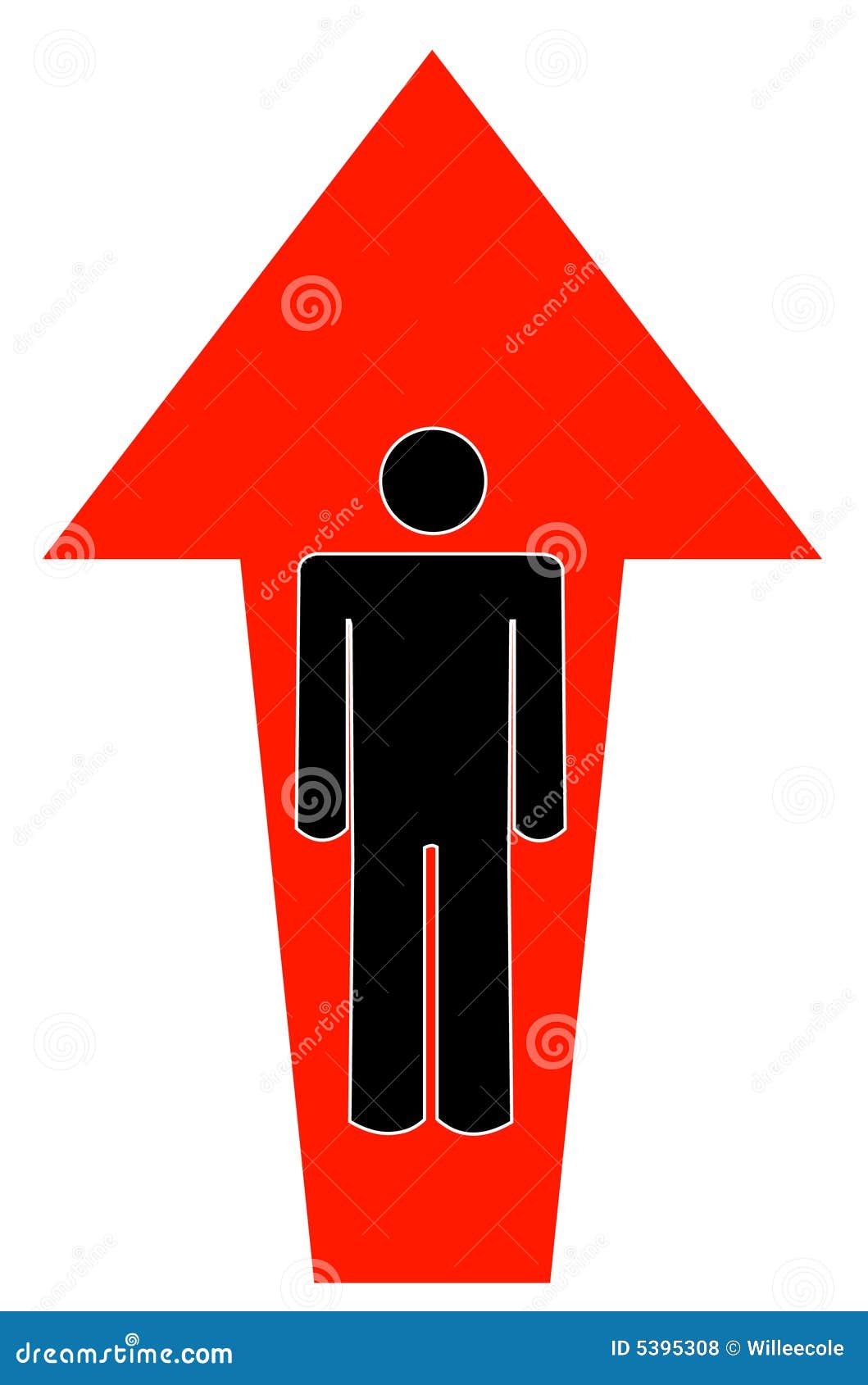 Stick man pointing way up stock vector. Illustration of clipart - 5395308