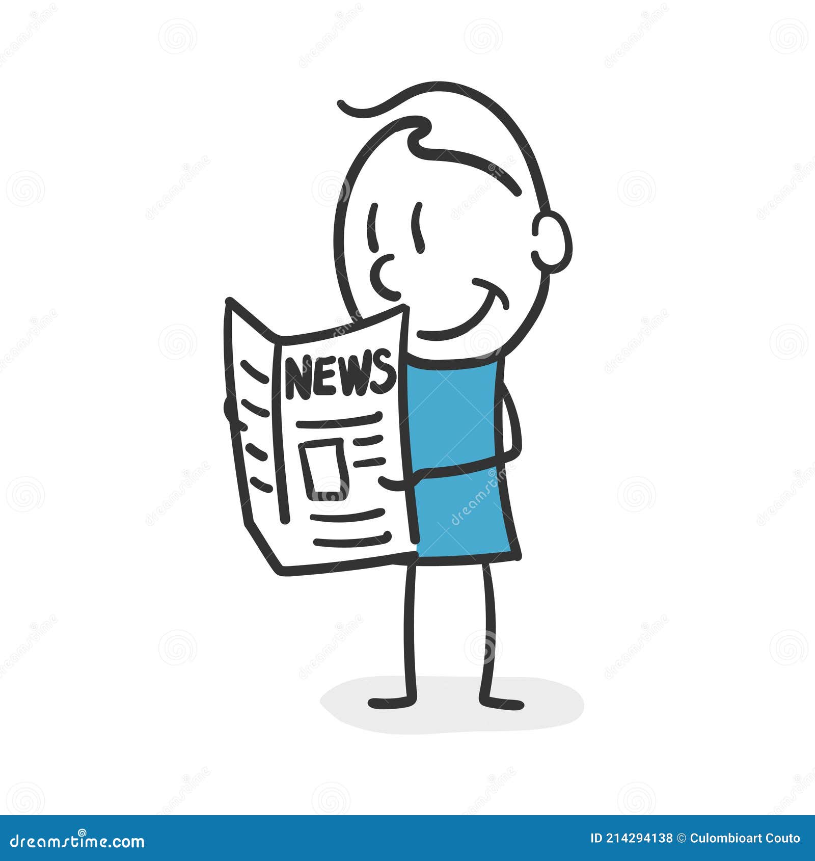 Stick Man Reading the Newspaper Stock Vector - Illustration of news ...