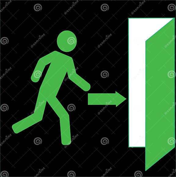 Stick Man Runs To the Exit, Icons Warn of an Emergency Exit Stock ...