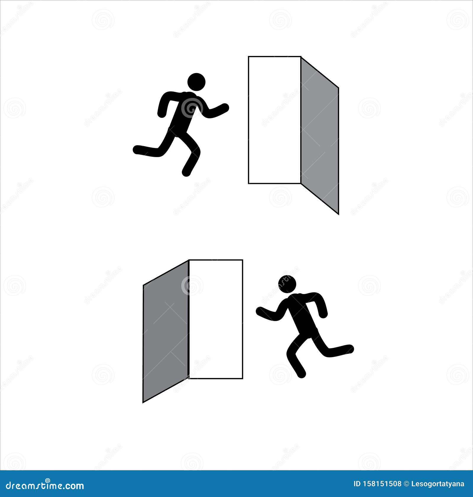 Stick Man Runs To the Exit, Icons Warning of the Presence of the Exit ...