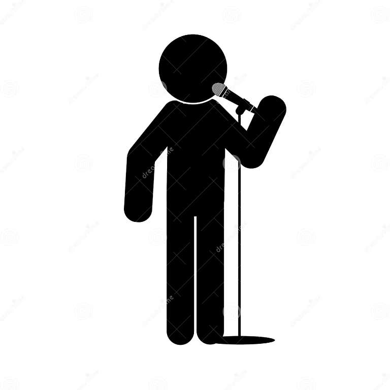 Stick Man Say into Microphone Stock Vector - Illustration of deadline ...