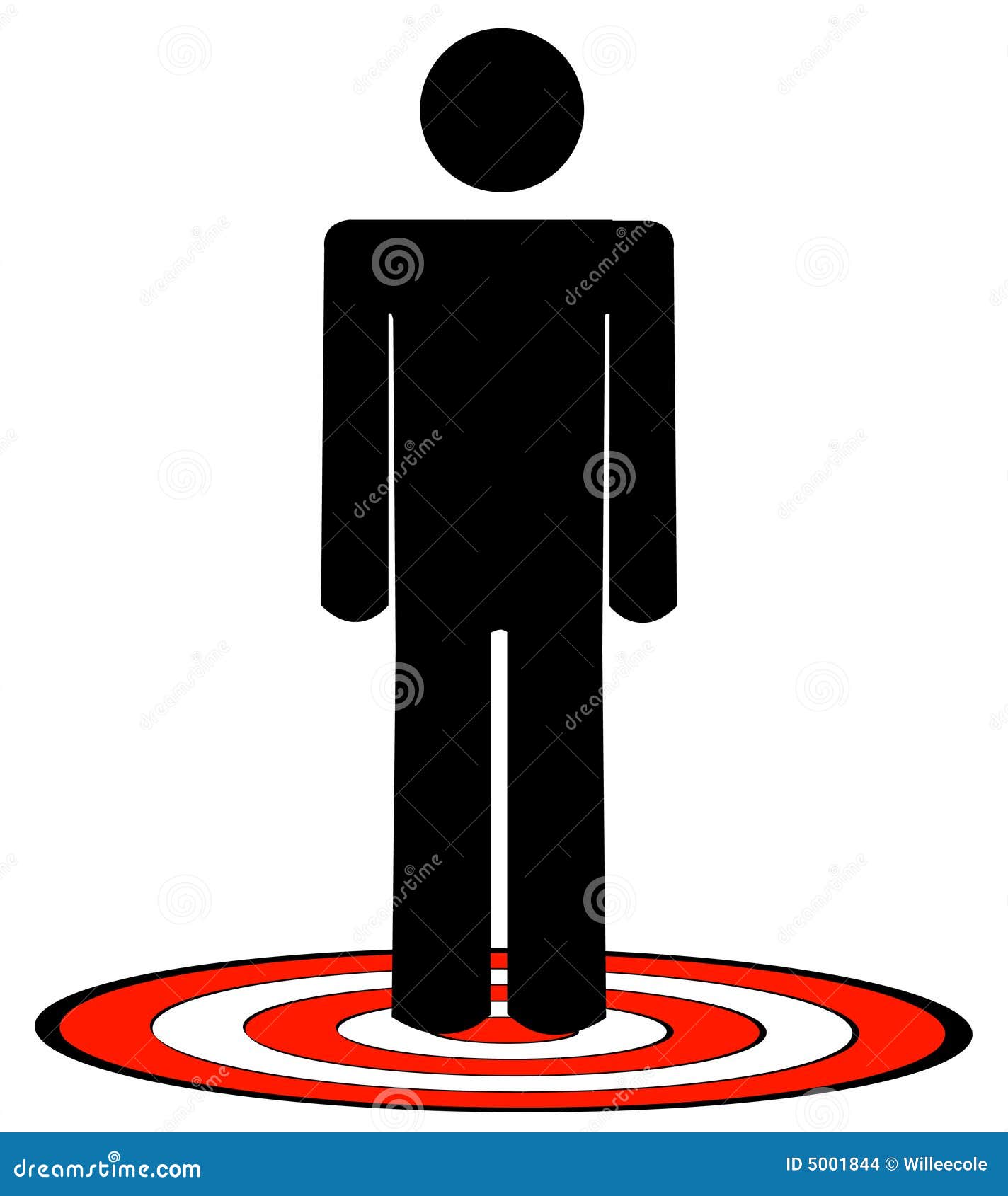 Stick Man Standing on Target Stock Vector - Illustration of purpose ...