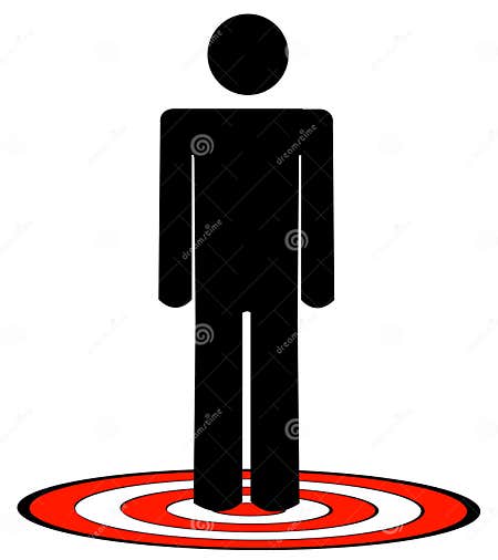 Stick Man Standing on Target Stock Vector - Illustration of purpose ...