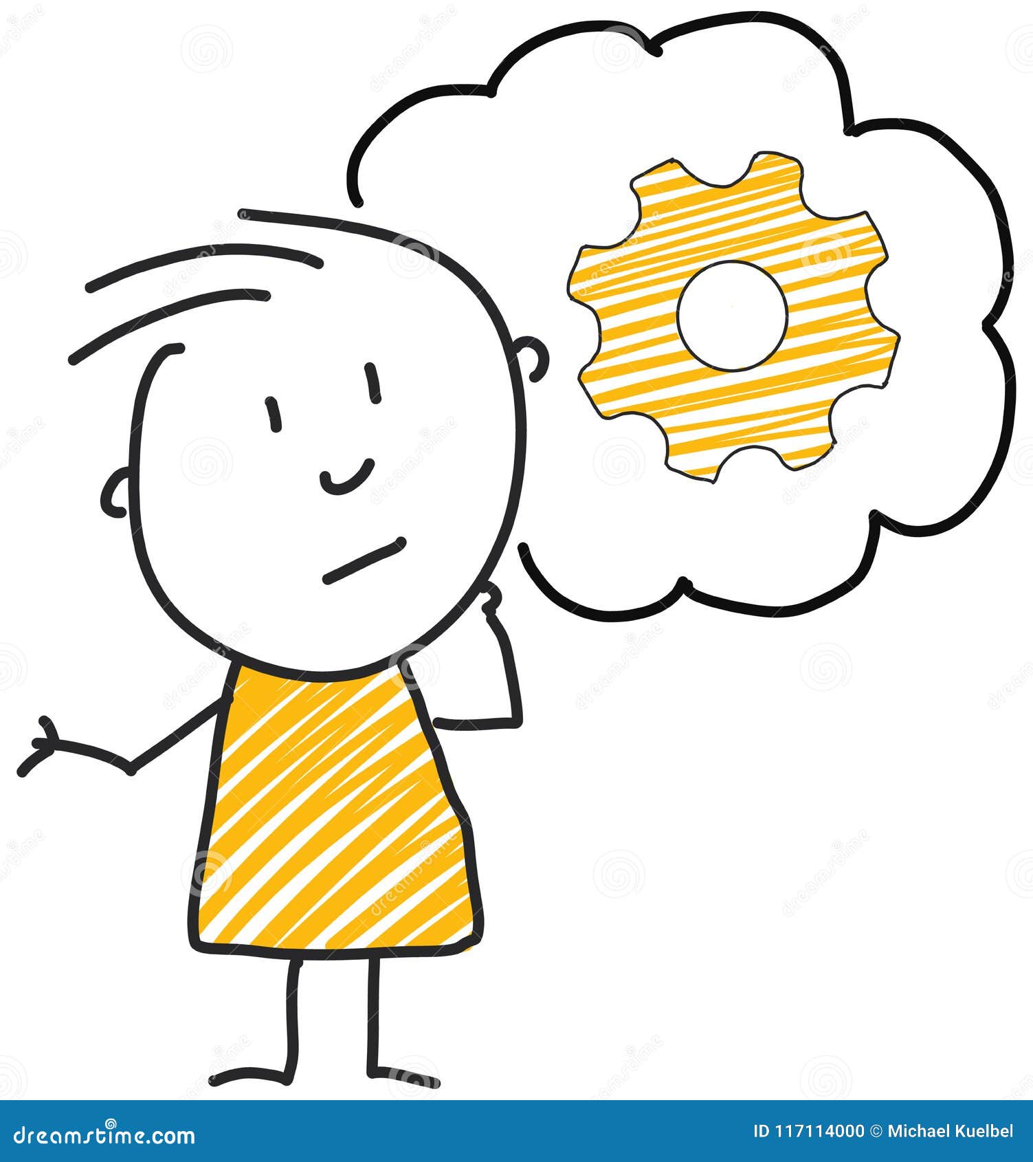 Stick Man Standing and Thinking Bubble Expression Illustration Yellow ...