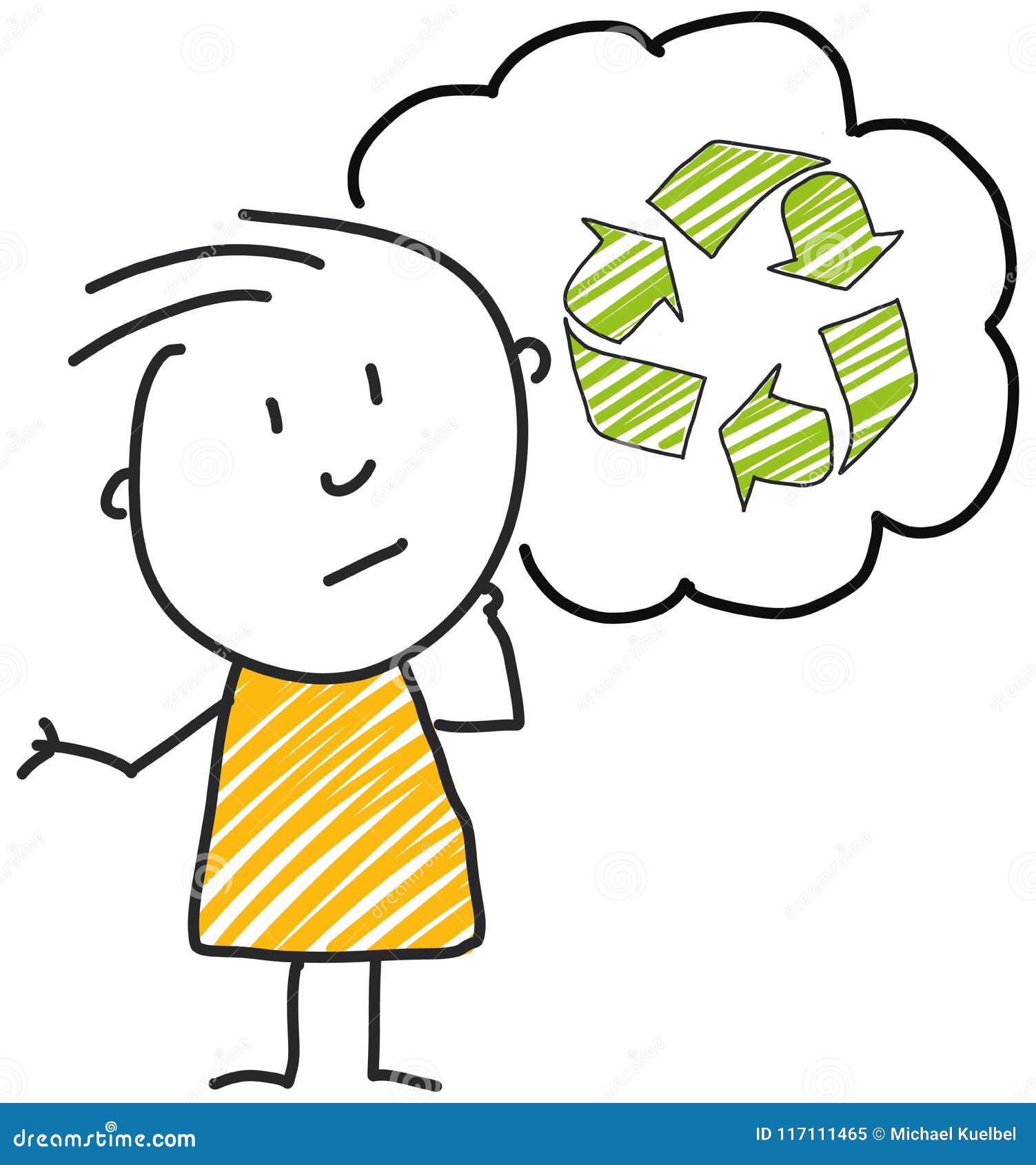 Stick Man Standing and Thinking Bubble Expression Illustration Yellow ...