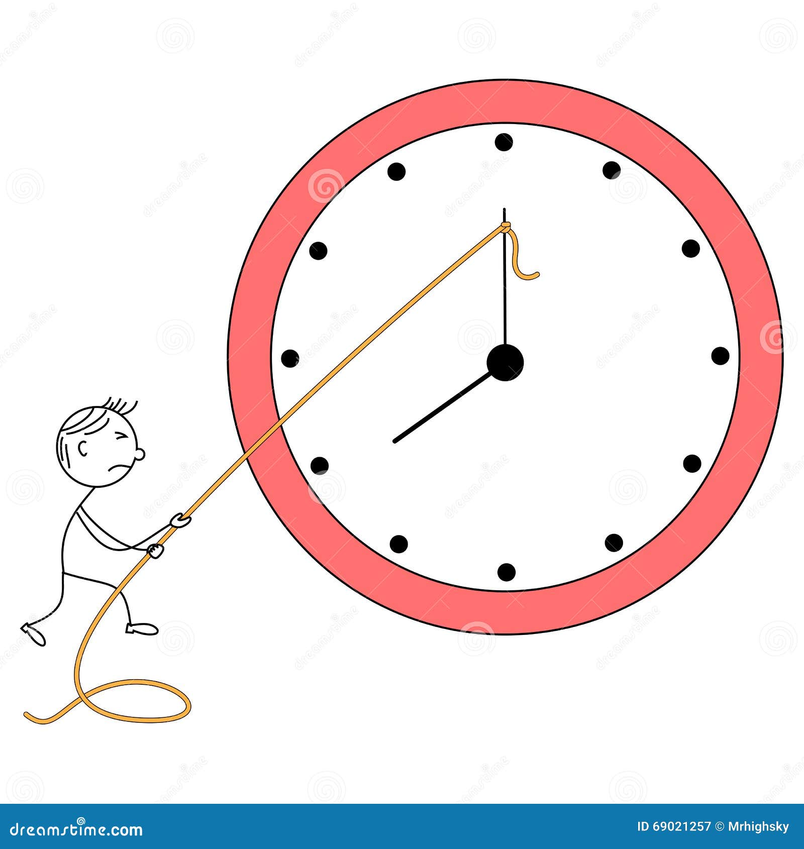 Stick Man Trying To Control Time Stock Vector - Illustration of return ...