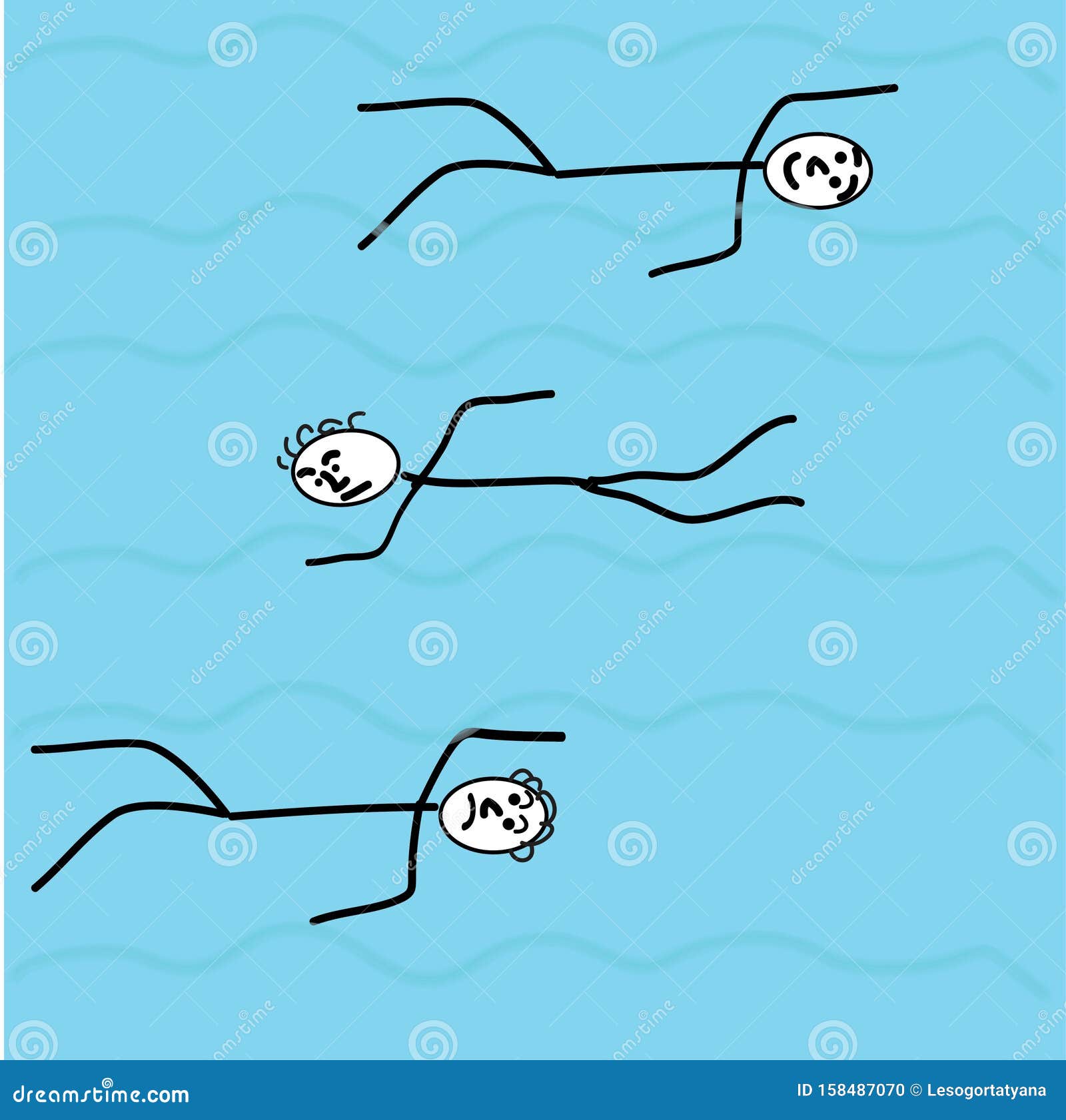 Stick Man on the Water in Different Positions and with Different ...