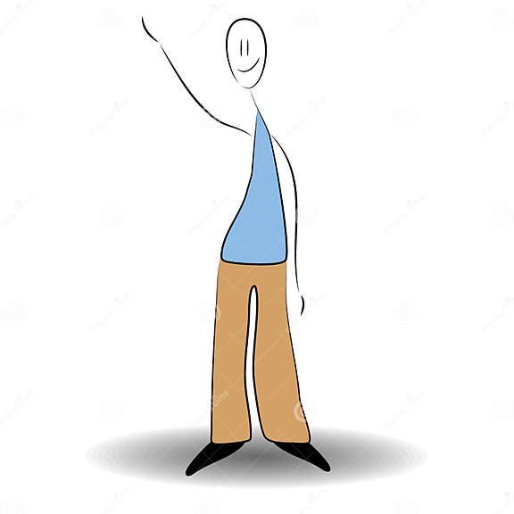 Stick Man Waving and Smiling Stock Illustration - Illustration of ...