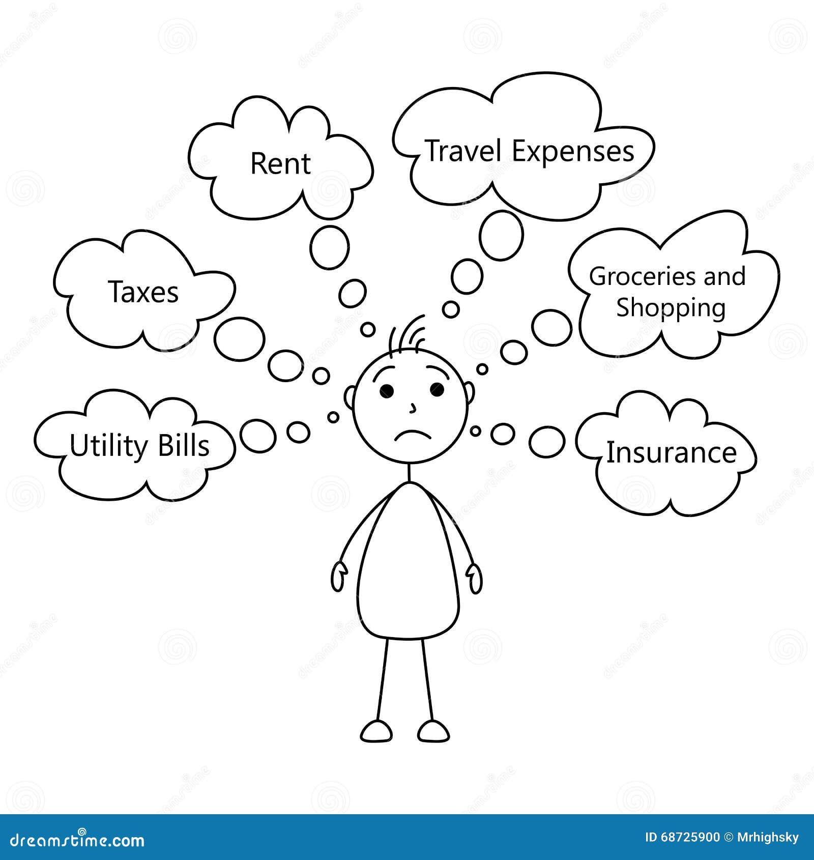Stick Man Worried of Expenses Stock Vector - Illustration of payments ...