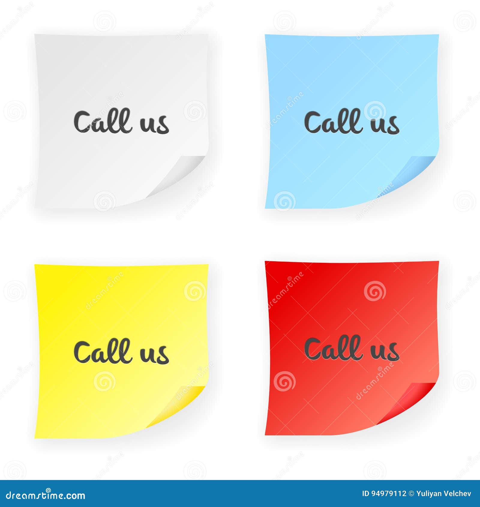 Stick note call us stock illustration. Illustration of note - 94979112