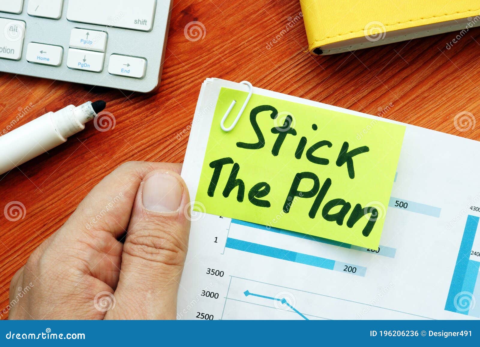 Stick To The Plan Write On A Sticky Note Isolated On Office Desk ...