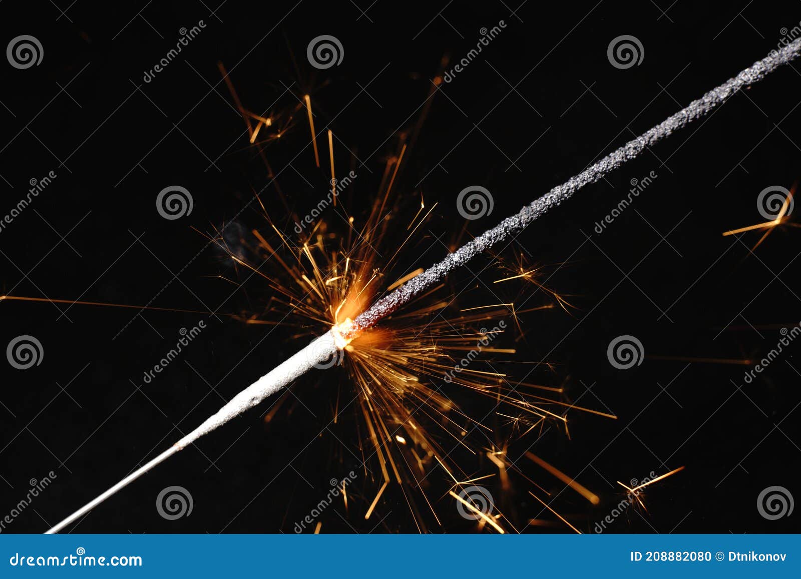 A Stick of Sparkler and Sparks from it. Closeup Stock Photo - Image of ...