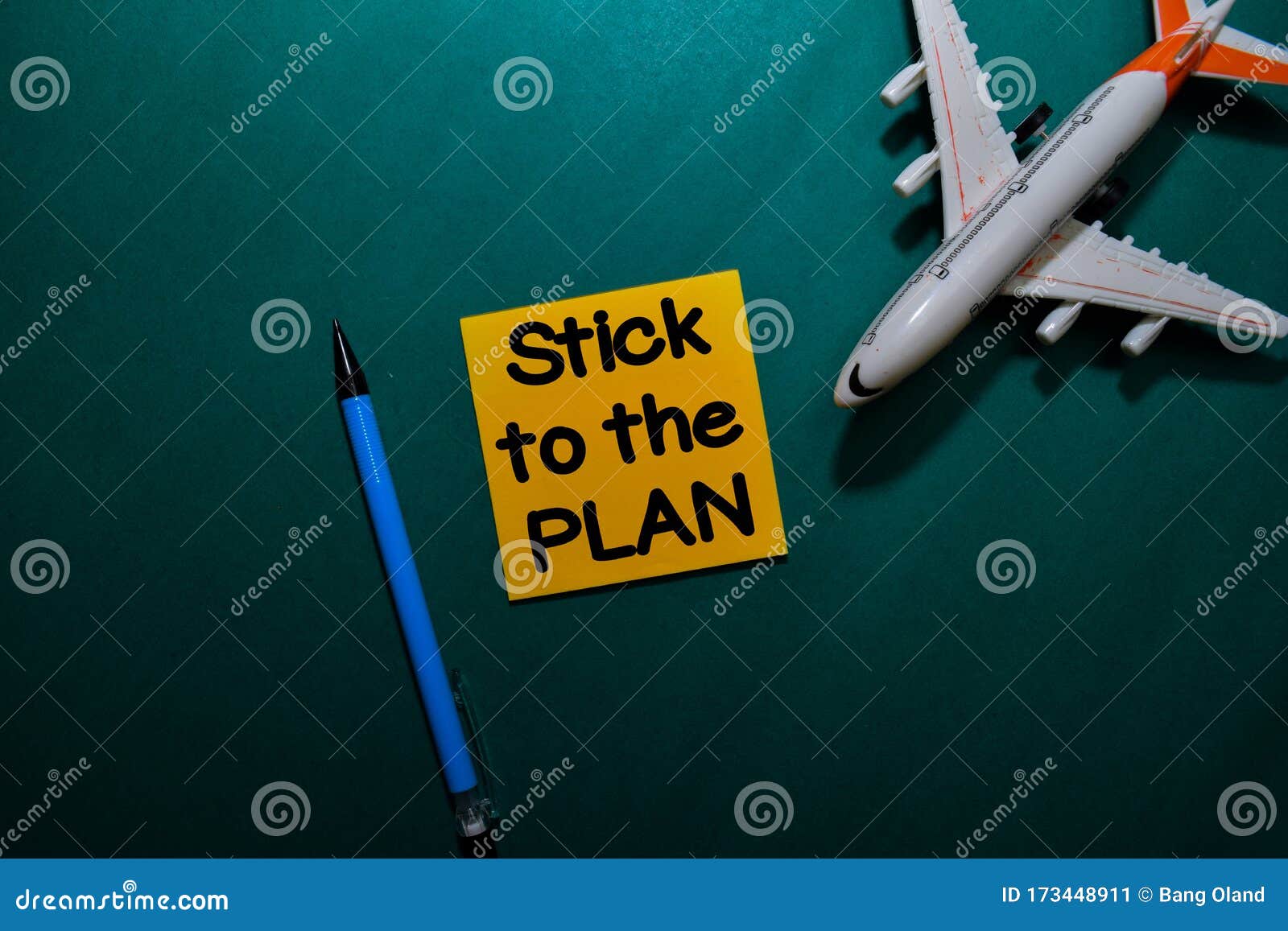 Stick To The Plan Write On A Sticky Note Isolated On Office Desk ...