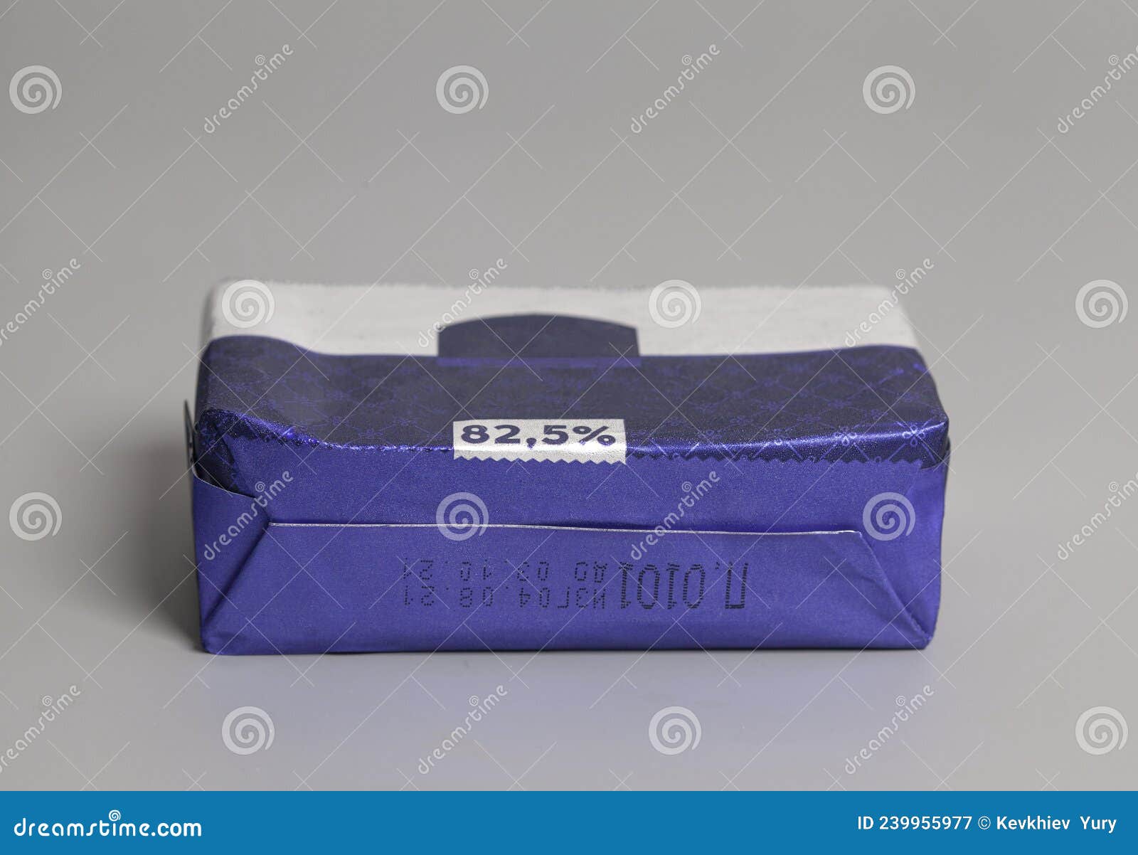 Stick of Wrapped Butter on Grey Background Stock Image - Image of close ...