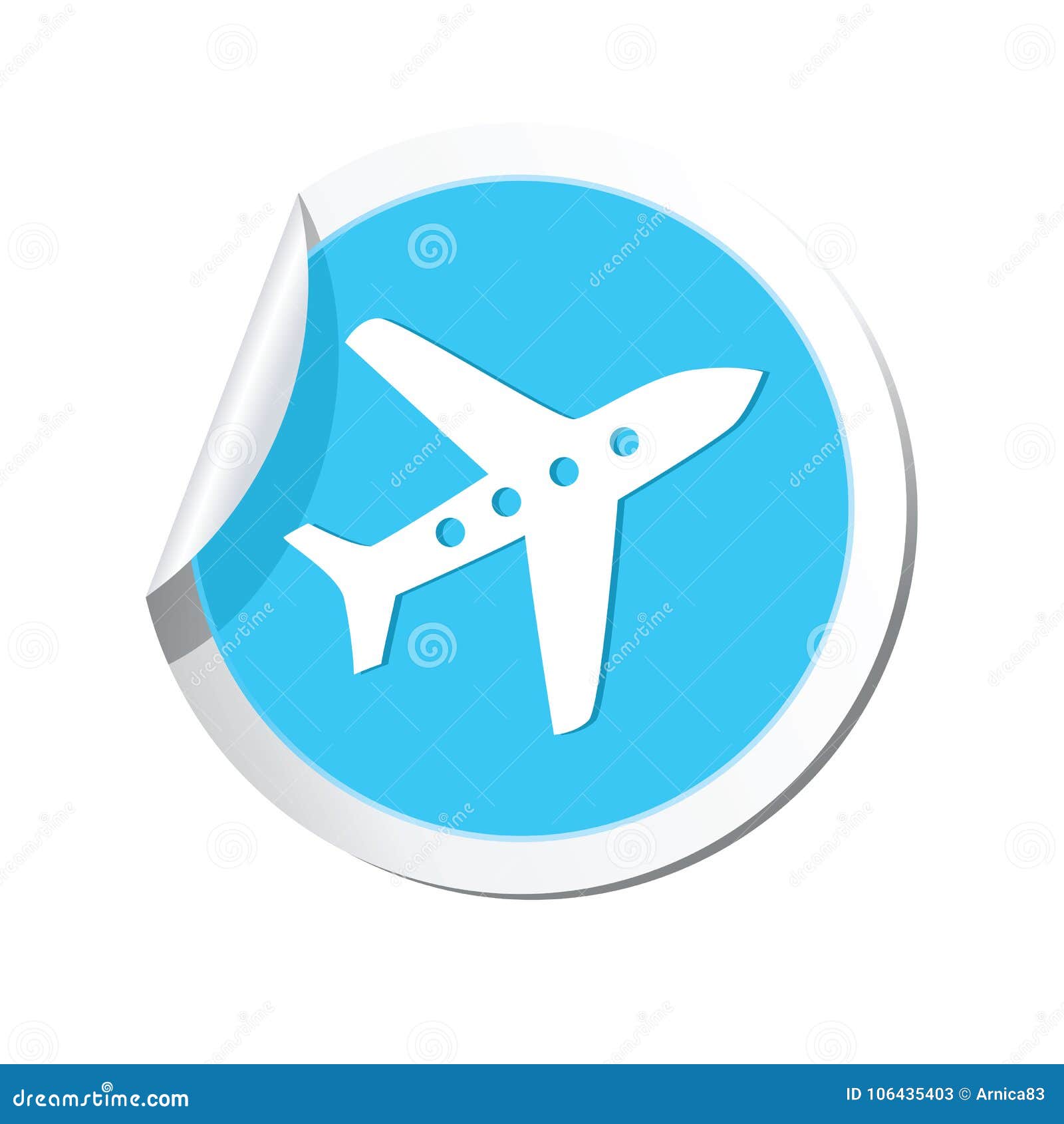 Sticker with airplane icon stock vector. Illustration of navigation ...