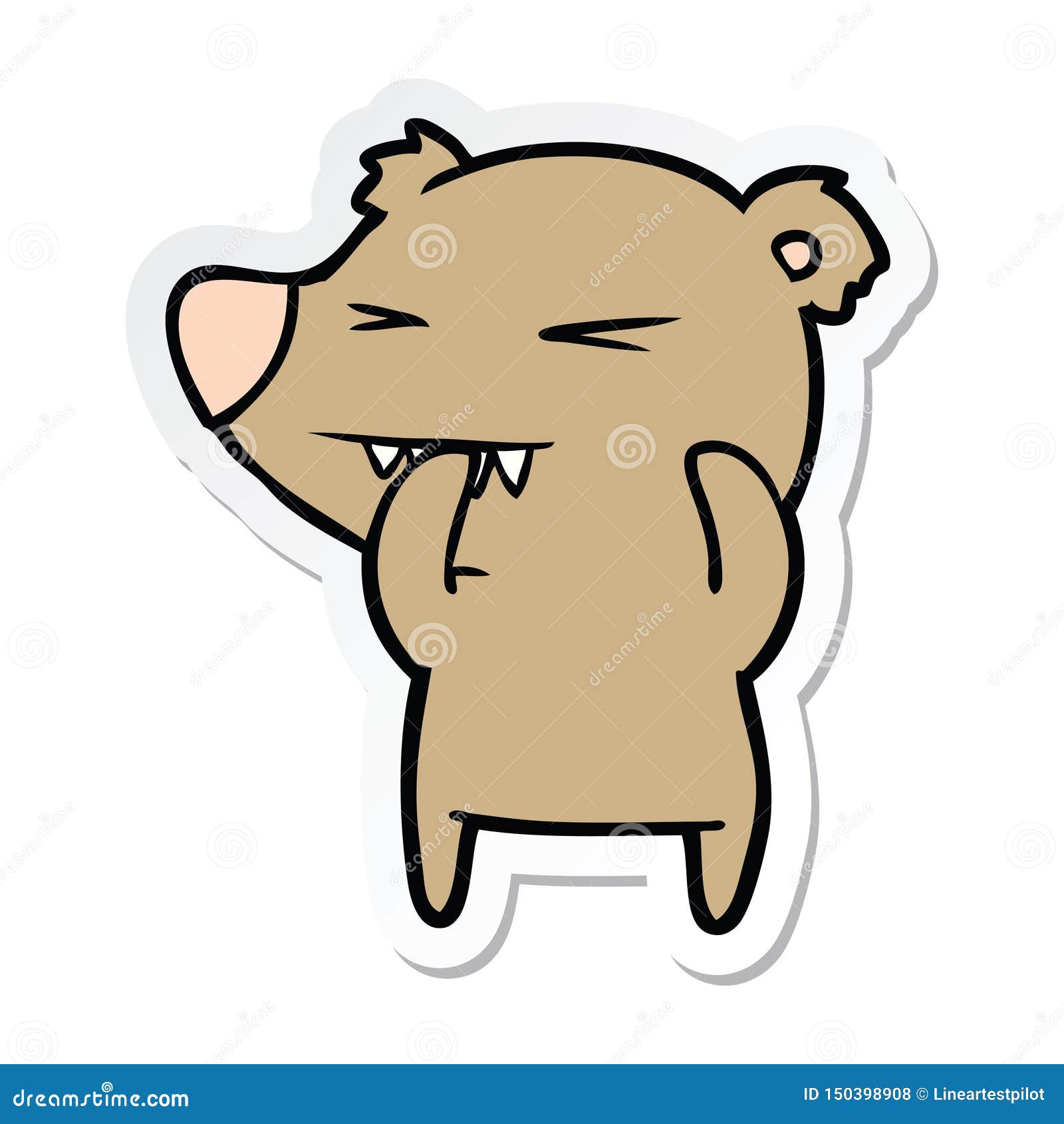 Sticker of a Angry Bear Cartoon Stock Vector - Illustration of retro ...