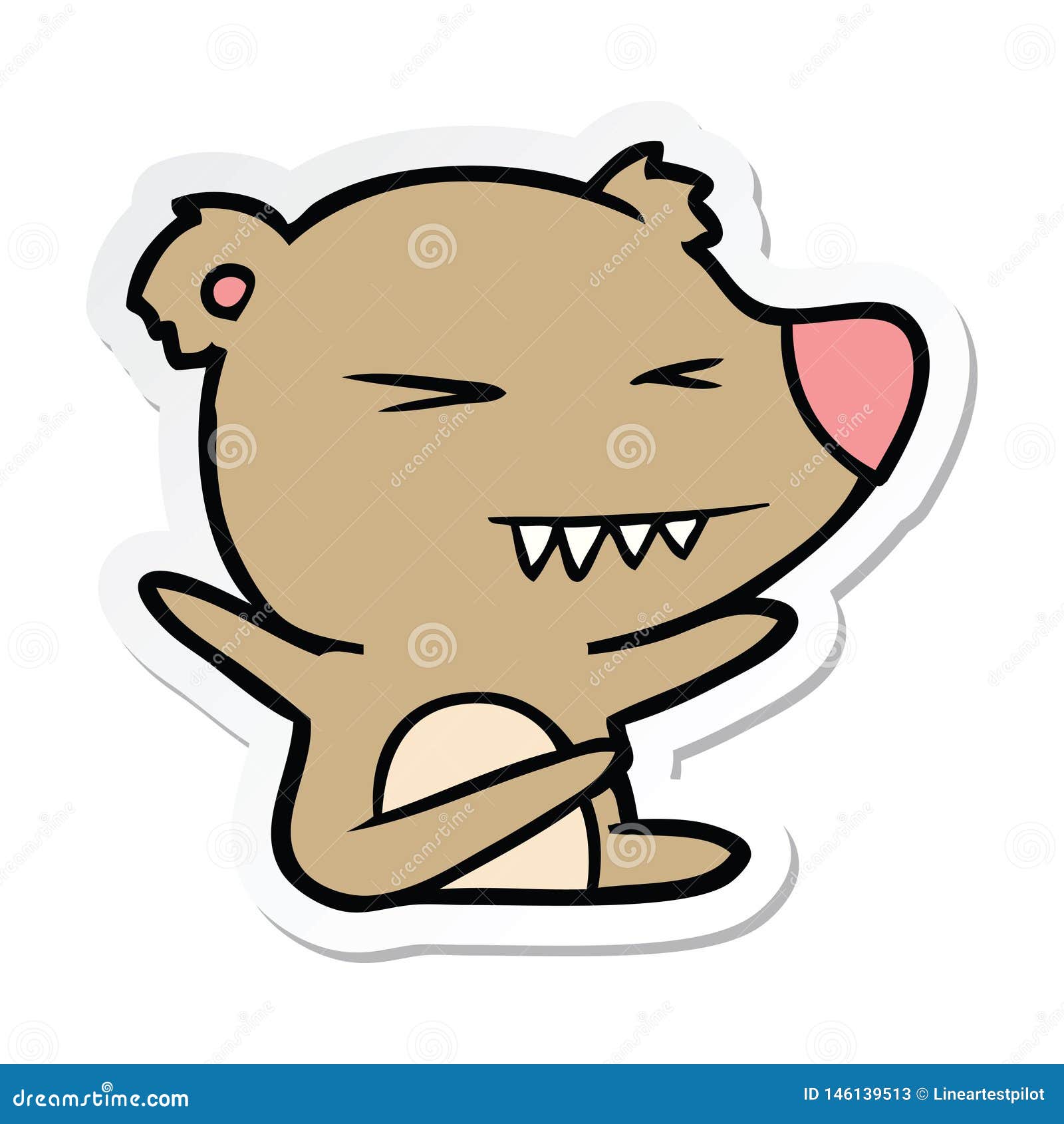 Sticker of a Angry Bear Cartoon Stock Vector - Illustration of quirky ...