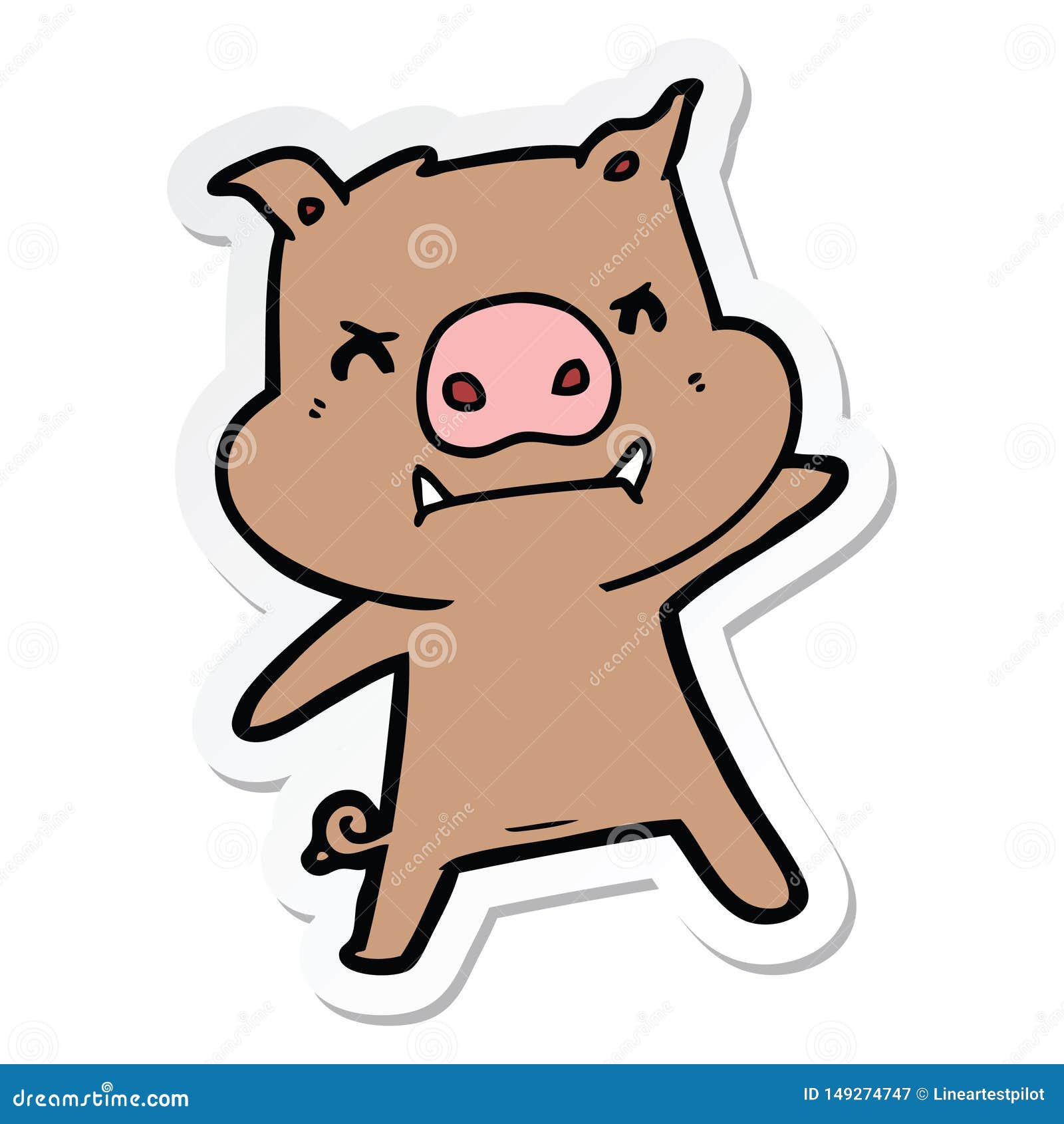 Sticker of a Angry Cartoon Pig Stock Vector - Illustration of farm ...