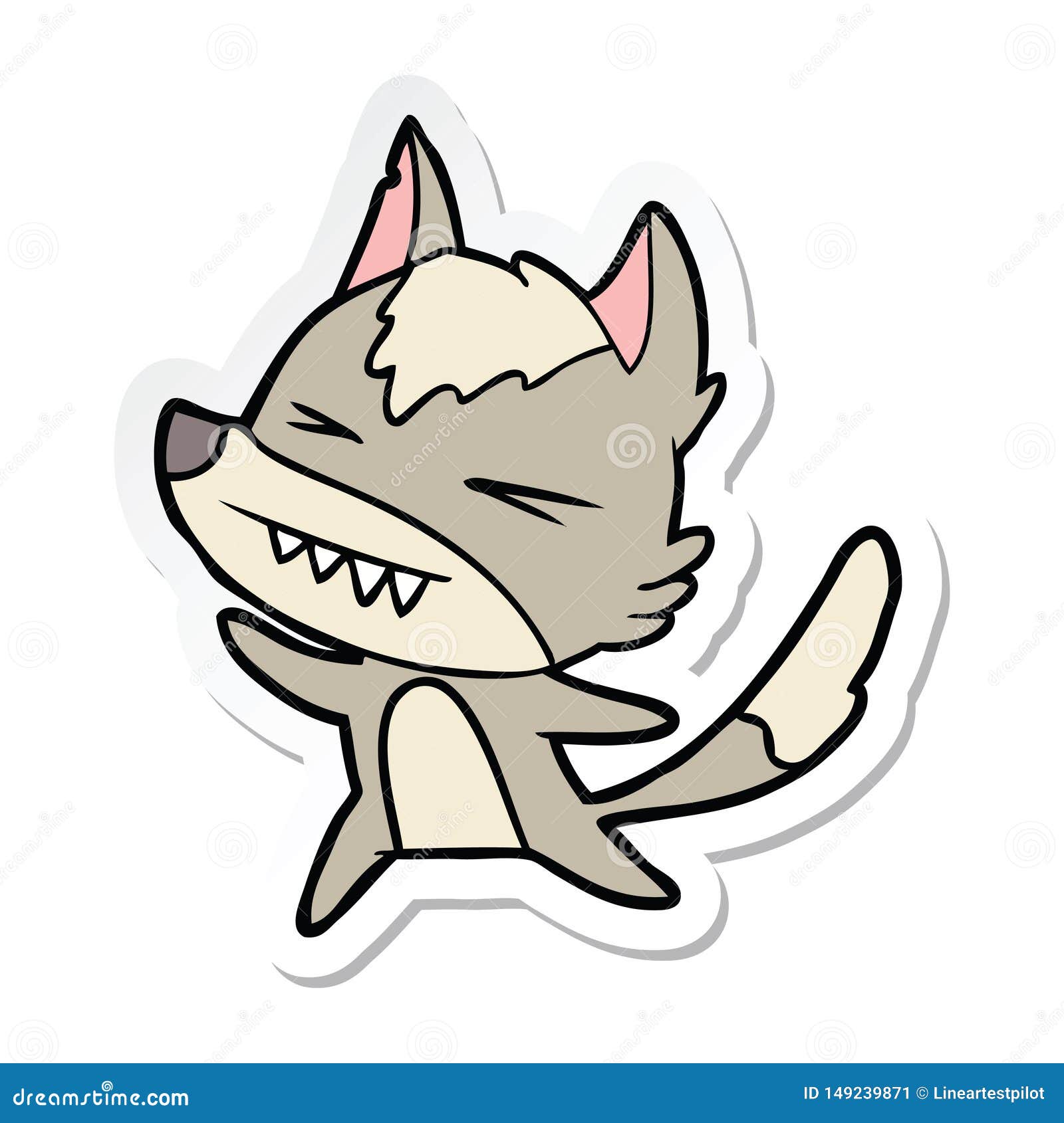 Sticker of a Angry Wolf Cartoon Stock Vector - Illustration of drawing ...
