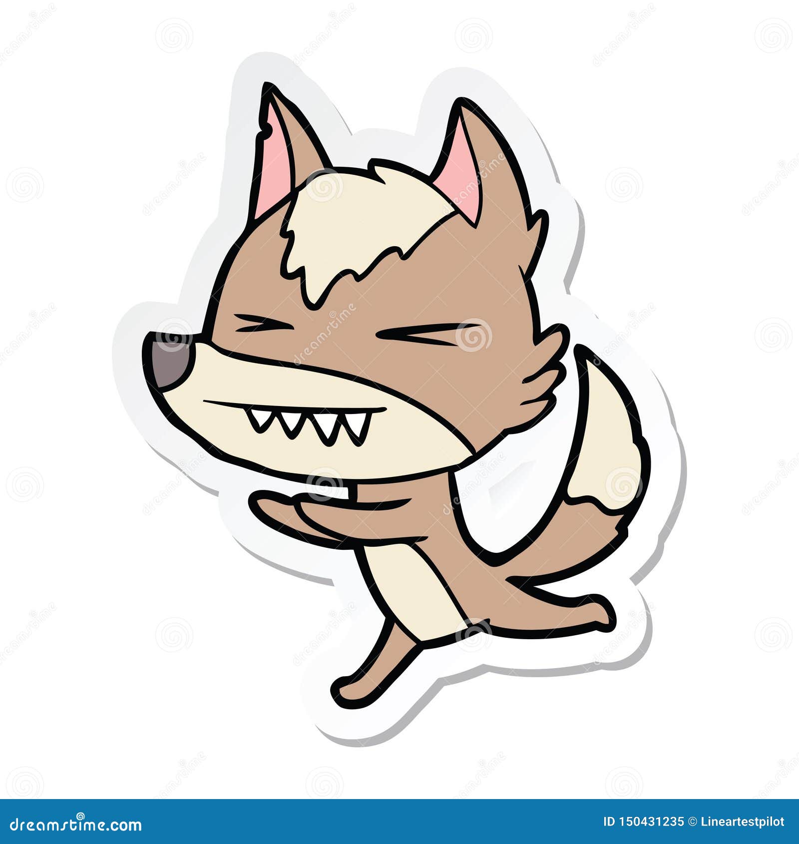 Sticker of a Angry Wolf Running Stock Vector - Illustration of snarling ...