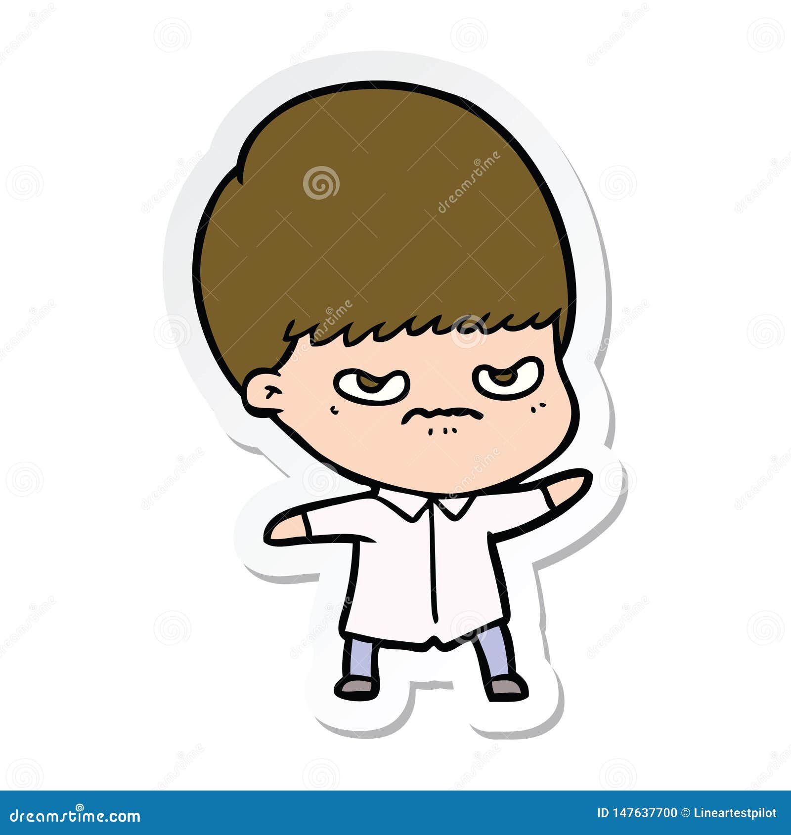 Sticker of a Annoyed Cartoon Boy Stock Vector - Illustration of sticker ...