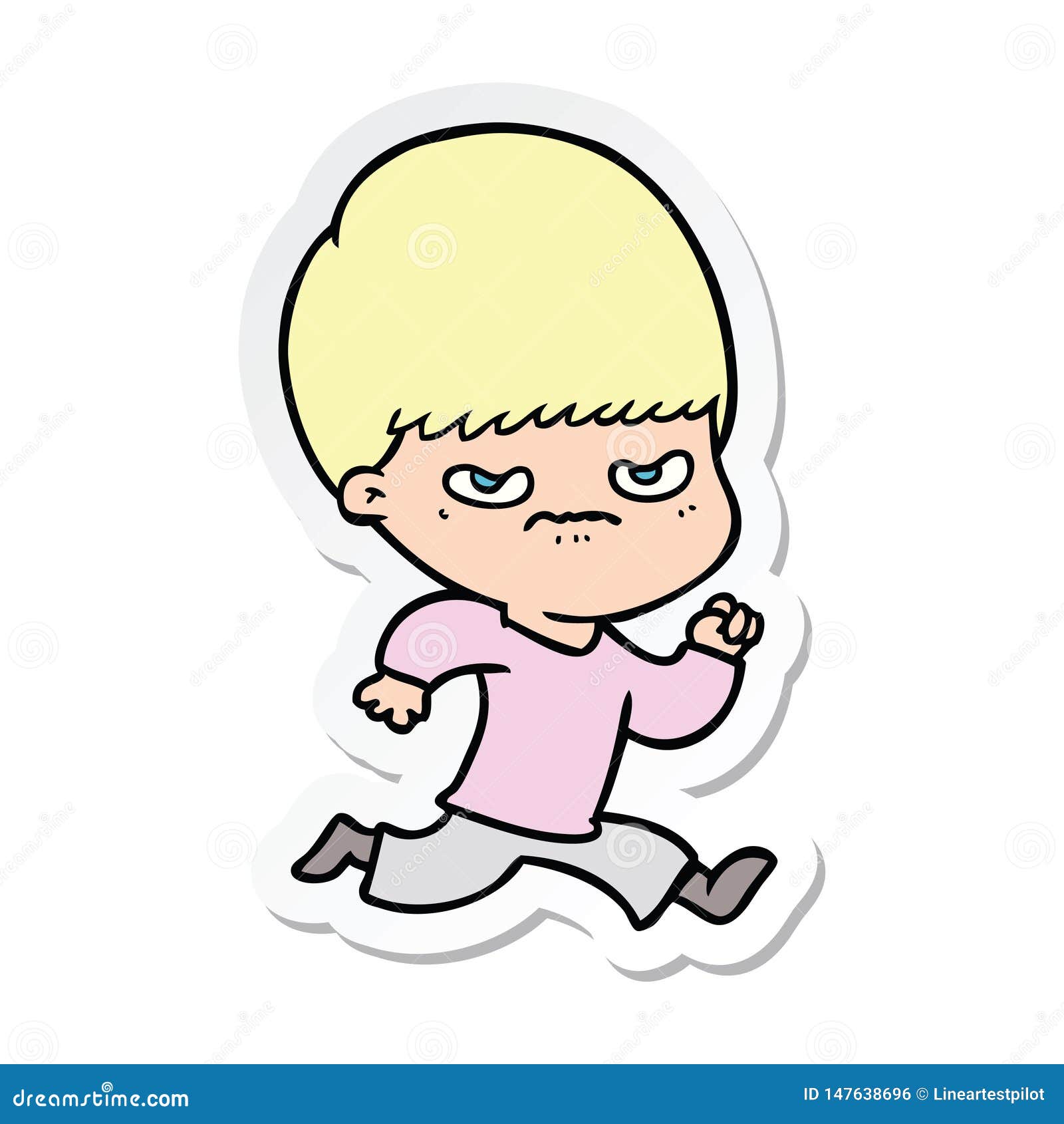 Sticker of a Annoyed Cartoon Boy Stock Vector - Illustration of annoyed ...