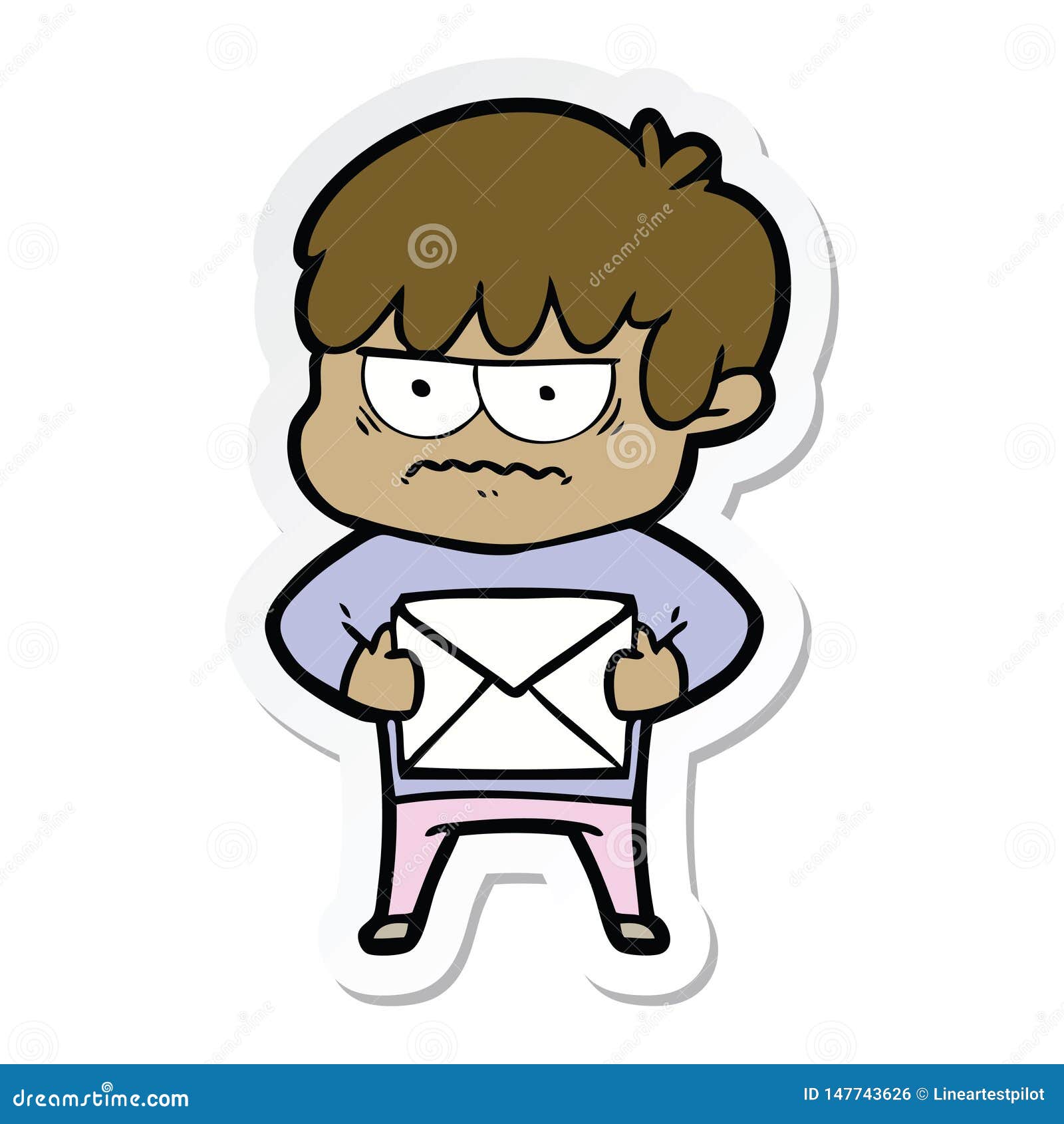Sticker of a Annoyed Cartoon Boy Stock Vector - Illustration of ...