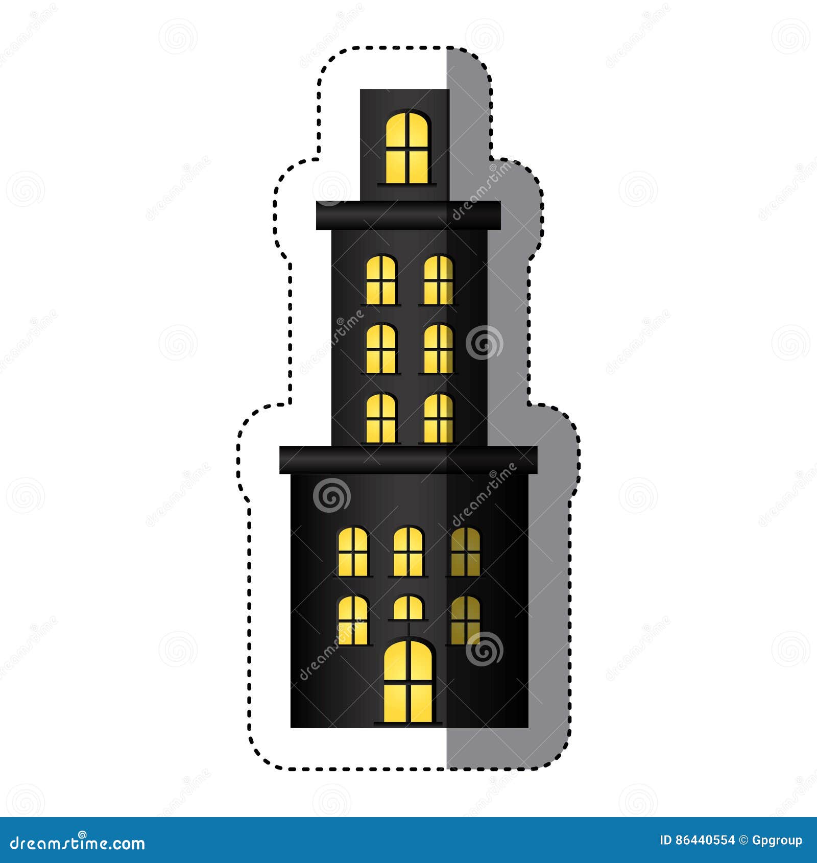 Sticker Apartment Residence with Several Floors Stock Illustration ...