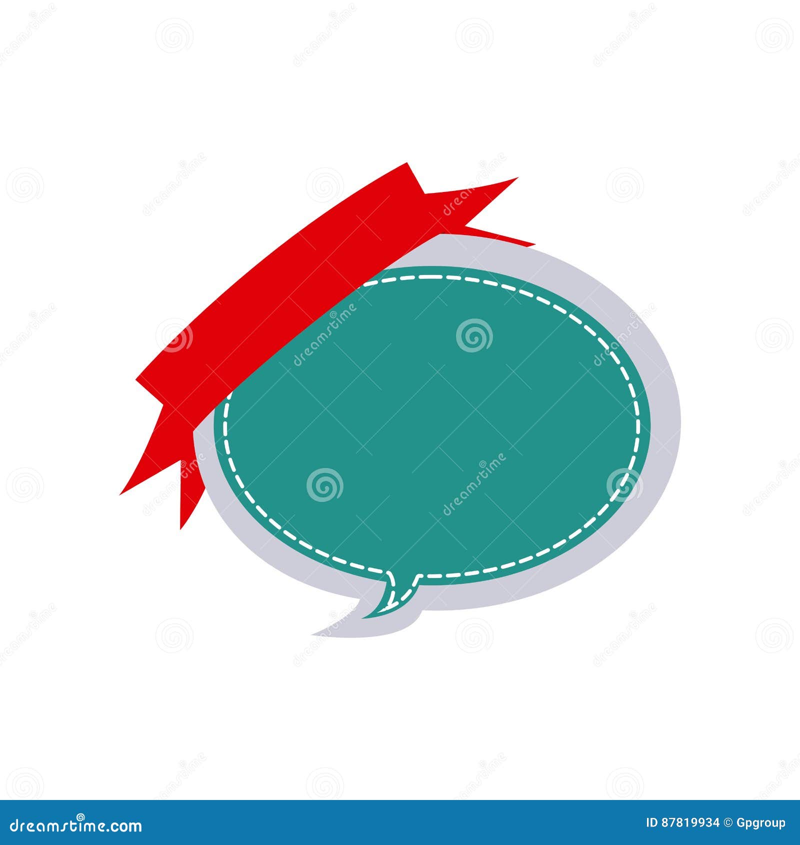 Sticker Balloon Dialog Box Design with Ribbon Stock Illustration ...