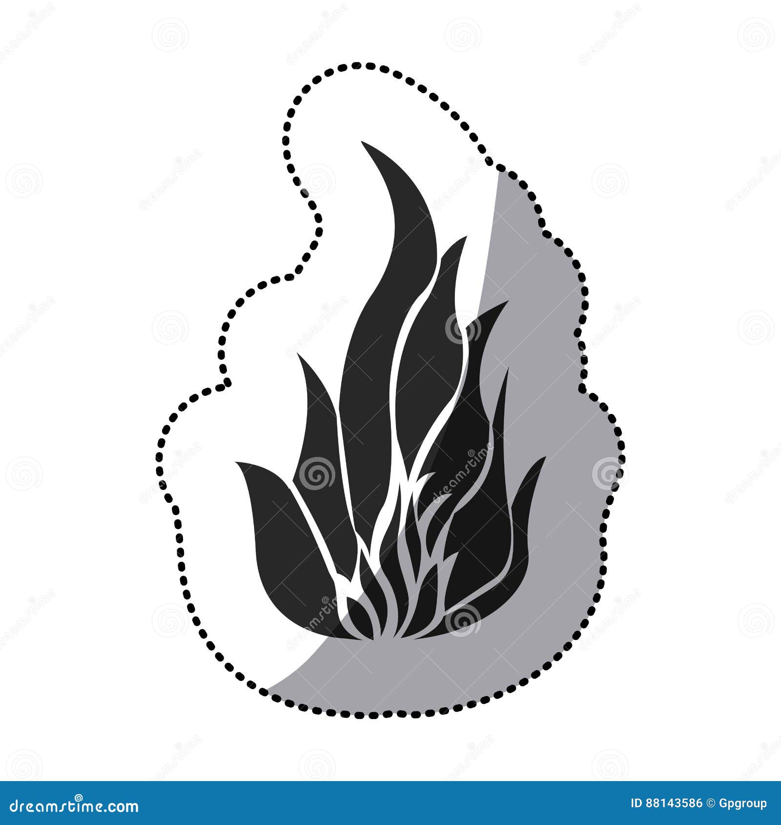 Sticker Black Silhouette Fire Flame Icon Stock Illustration ...