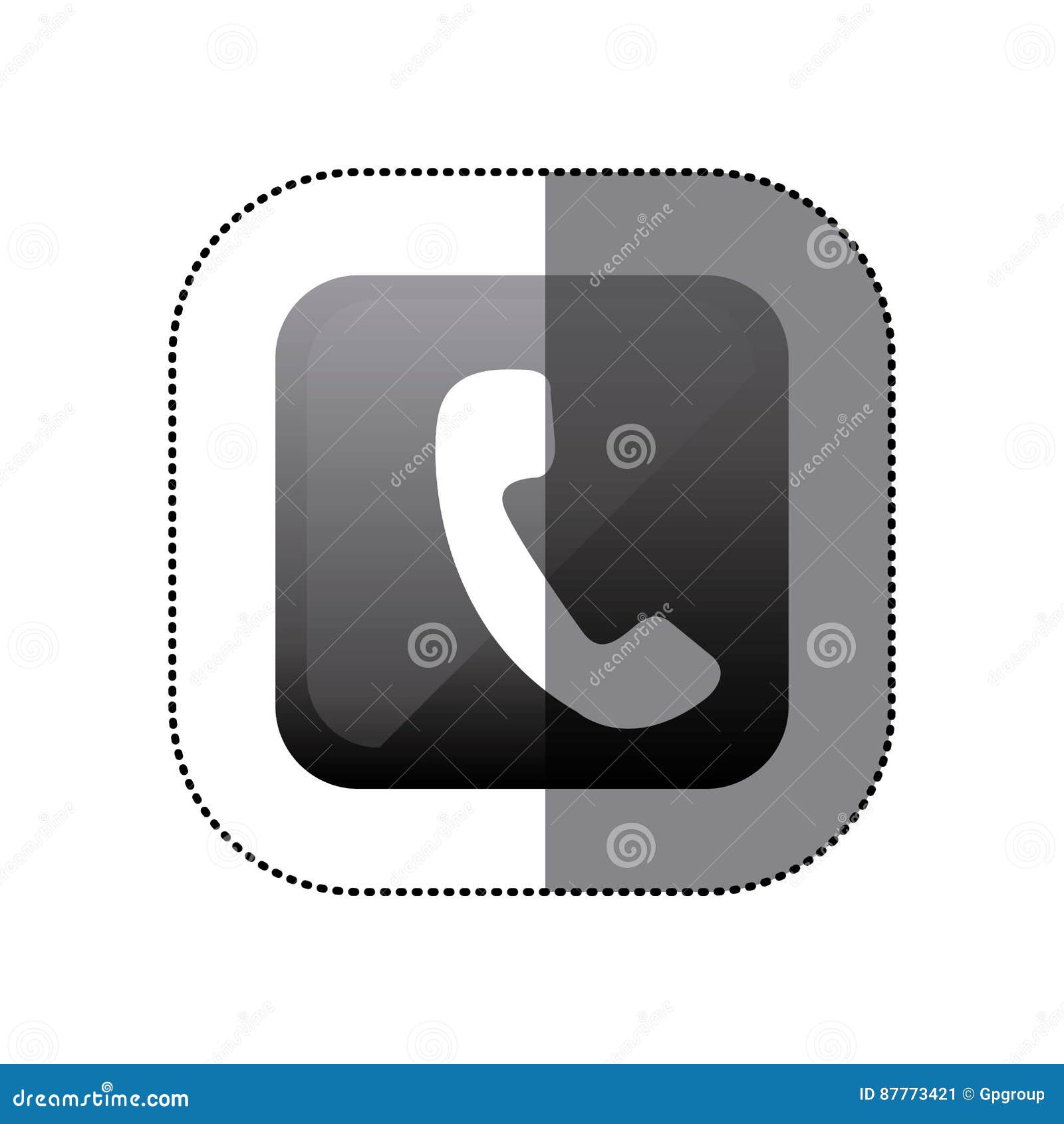 Sticker Black Square with Phone Icon Stock Illustration - Illustration ...