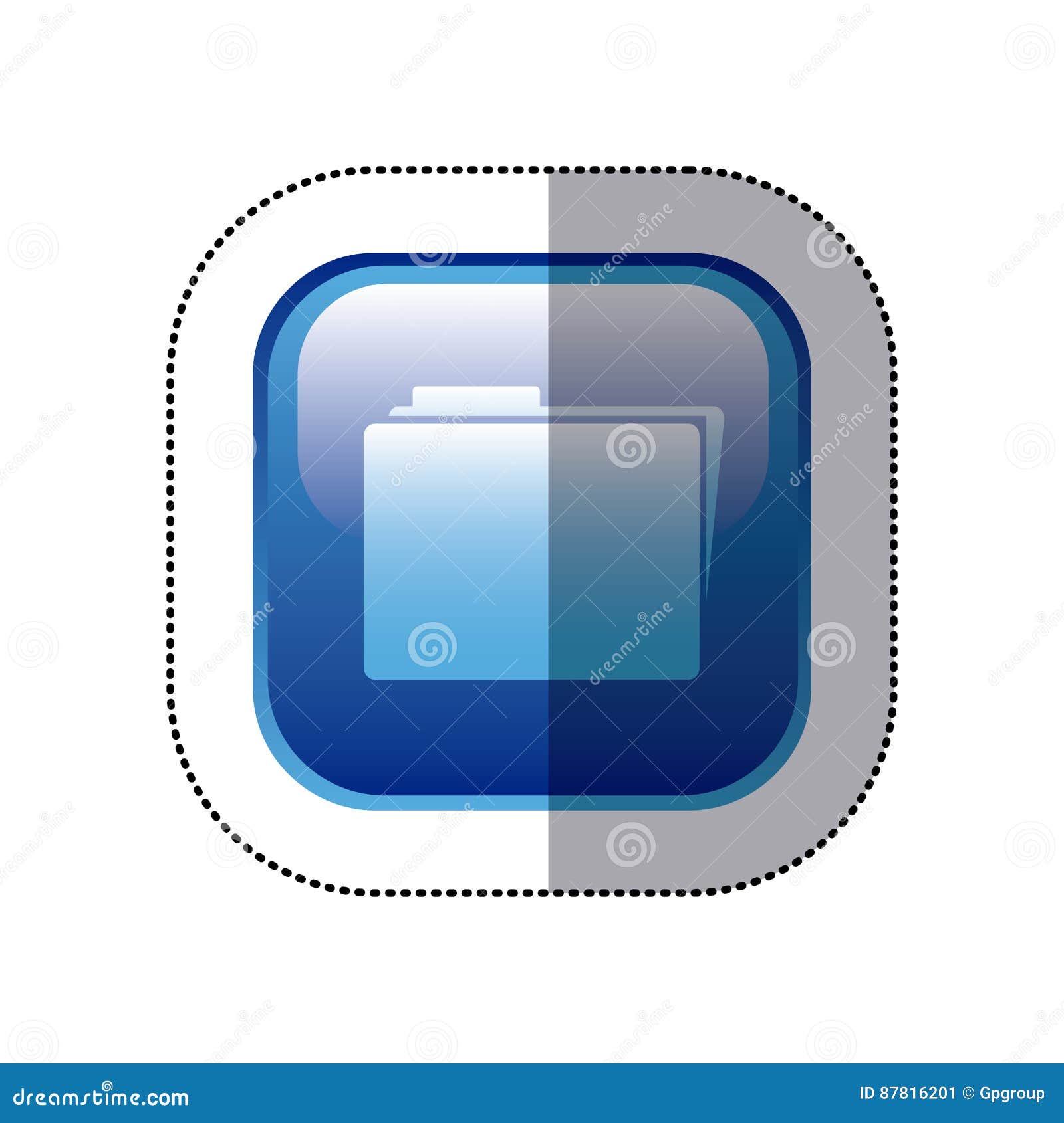 Sticker Blue Square Frame with Folder Icon Stock Illustration ...