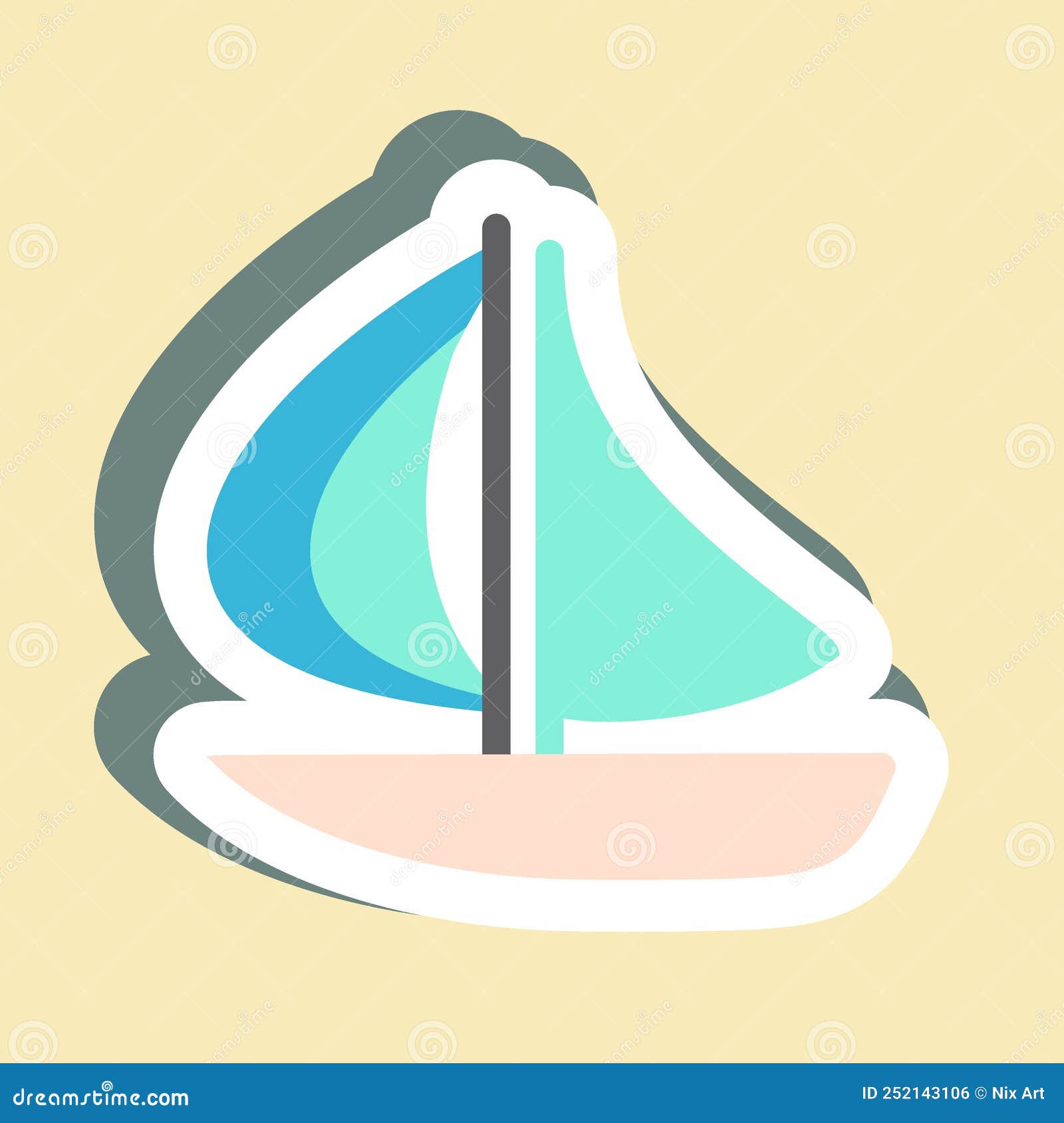 Sticker Boat - Simple Illustration,Editable Stroke Stock Illustration ...