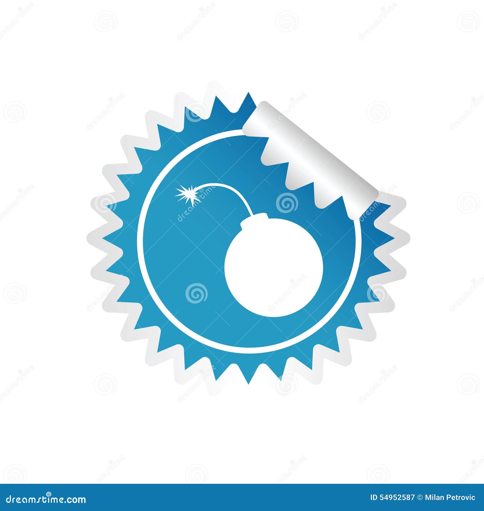 Sticker of bomb blue stock vector. Illustration of burning - 54952587